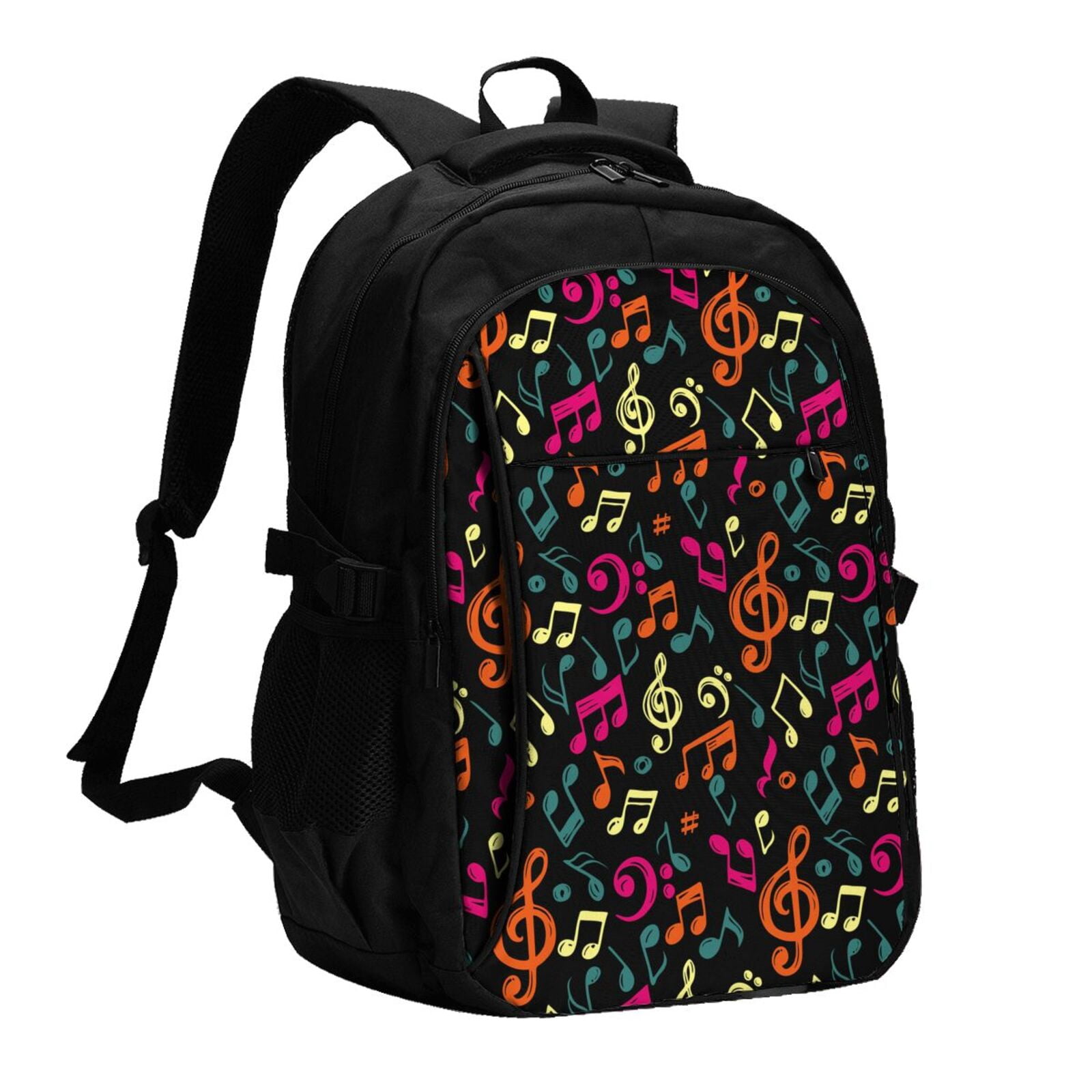 Zufioo Music Notes Print USB Backpack, Multi-Pocket Design Ergonomic ...