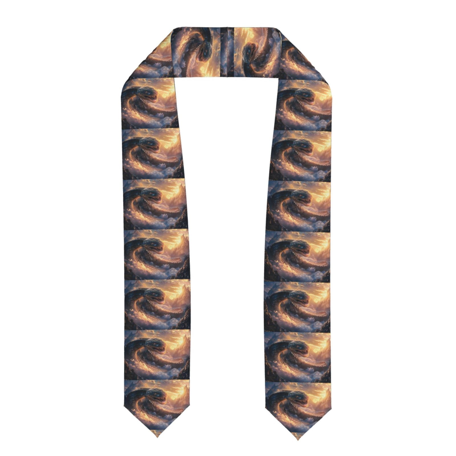 Zufioo Mythical Serpent Mountain Sunrise Print Graduation Shawl Ribbon ...