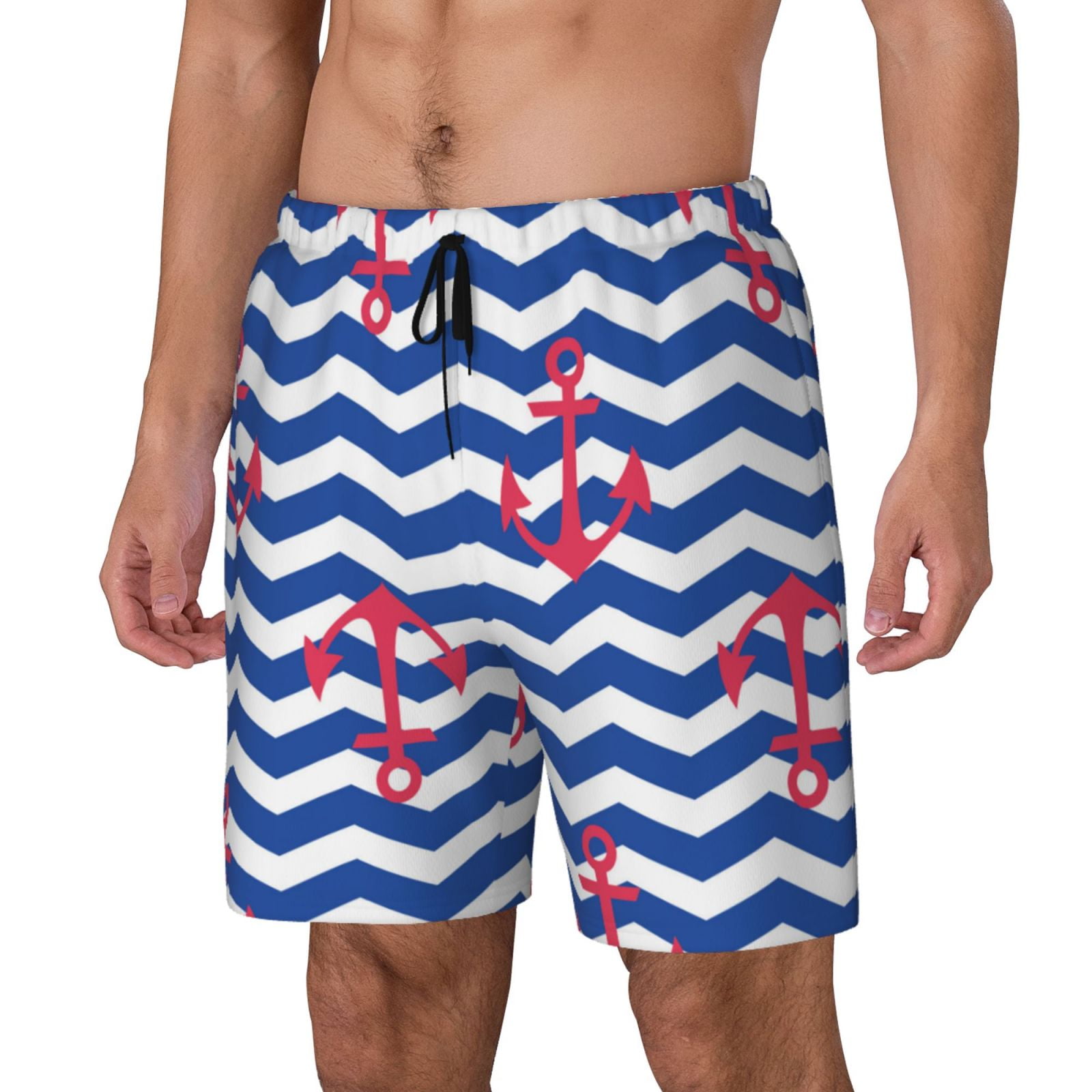 Zufioo Nautical Anchors Mens Swimsuit Trunks with Compression Liner ...