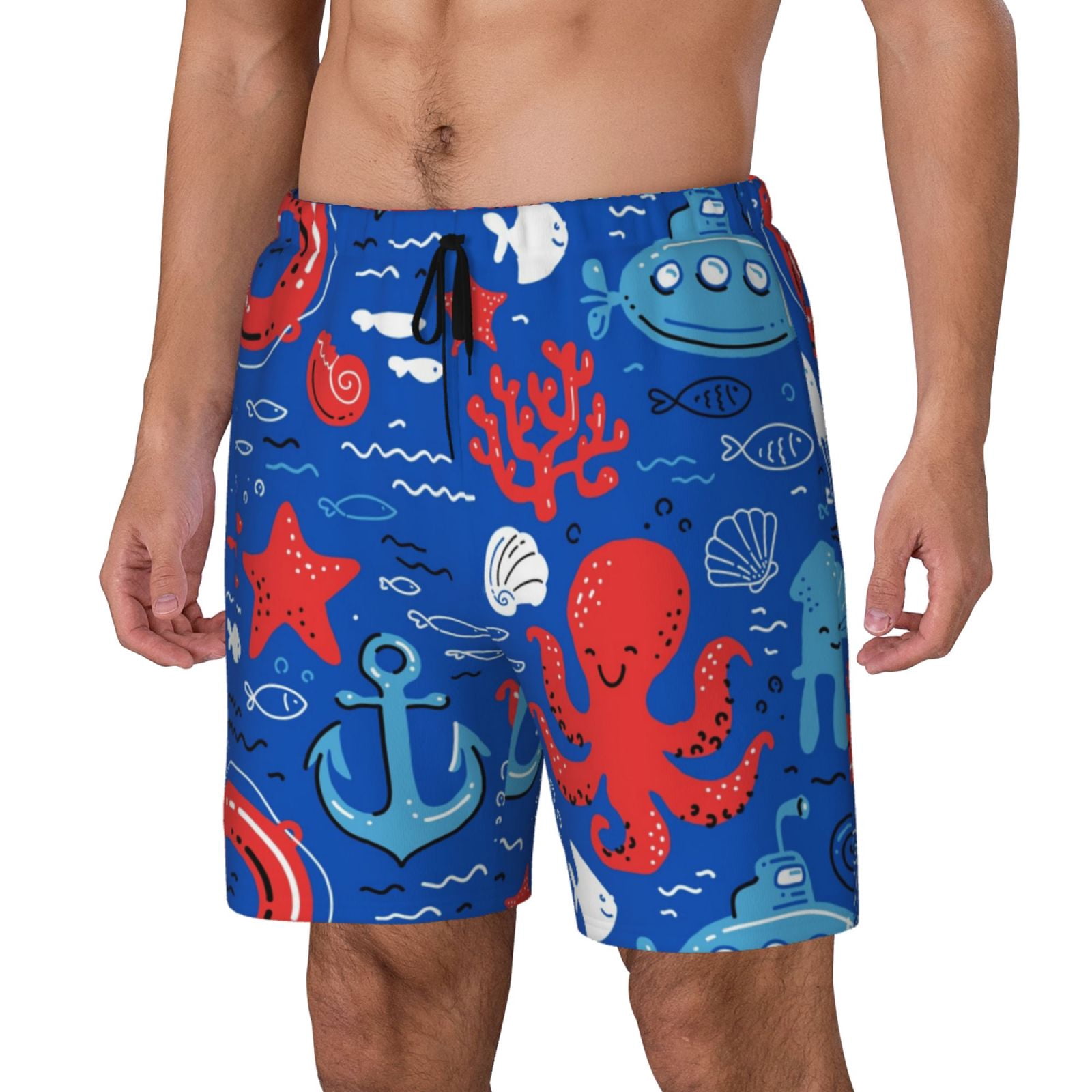 Zufioo Nautical Animals Mens Swimsuit Trunks with Compression Liner ...