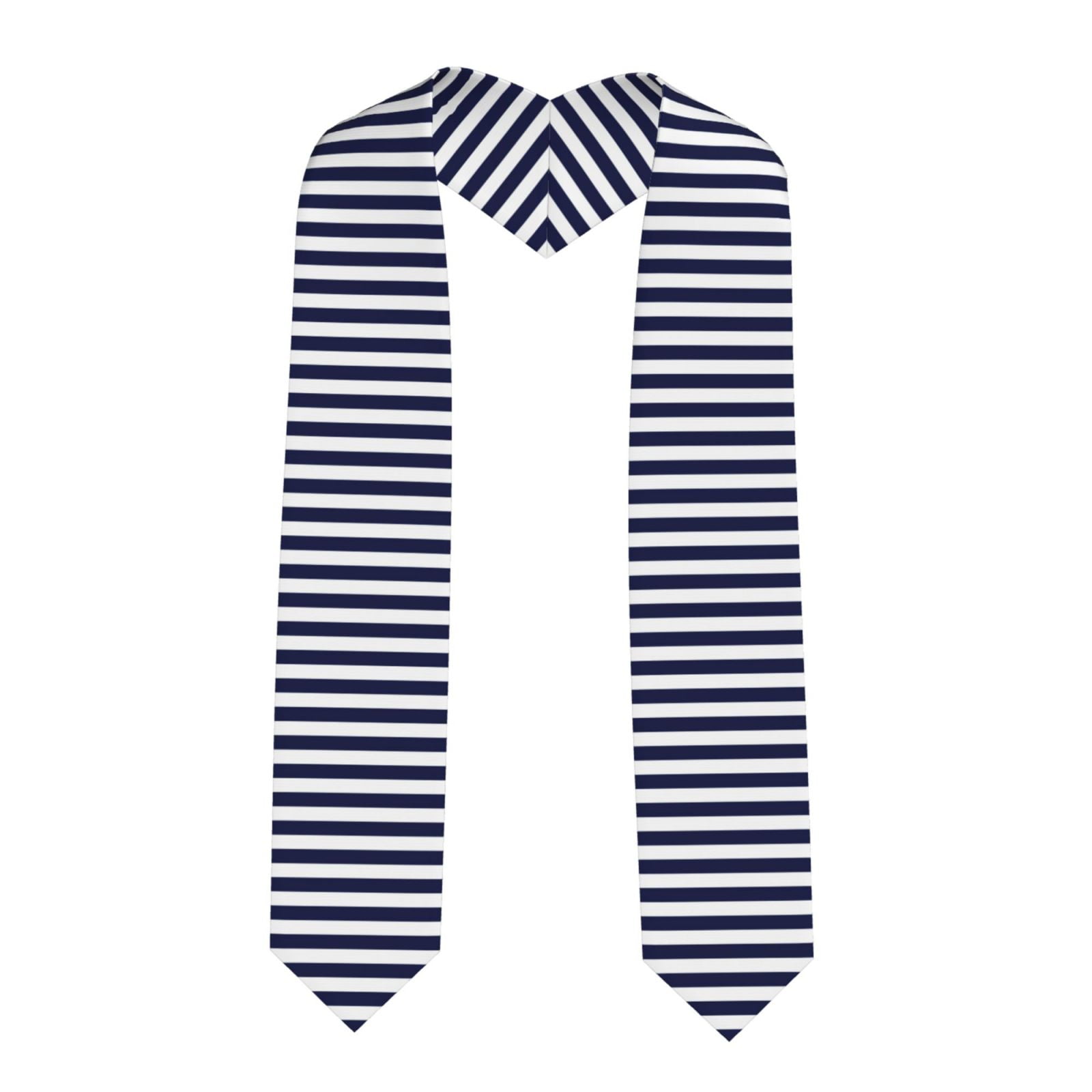 Zufioo Navy Blue And White Stripes Print Graduation Shawl Ribbon ...