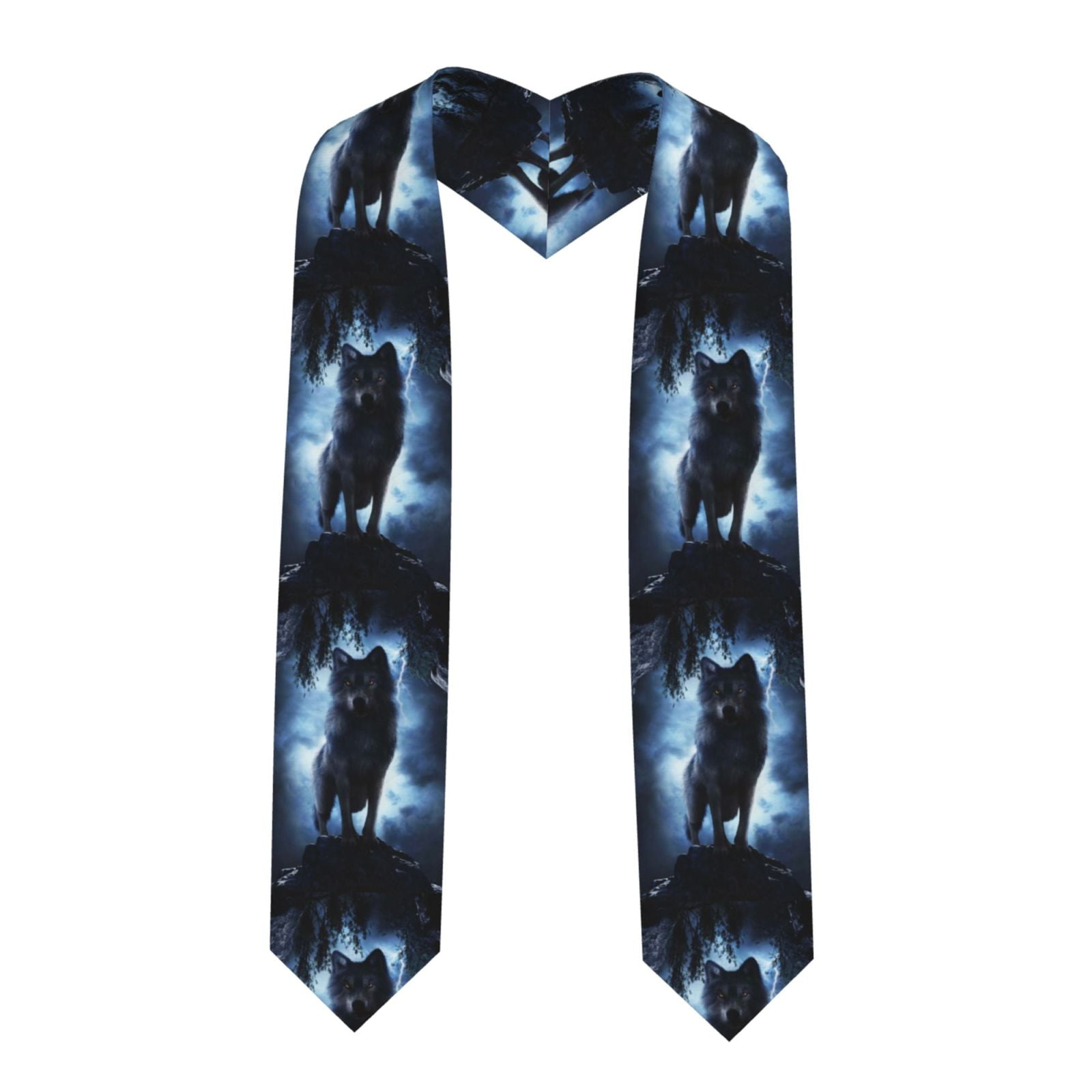 Zufioo Night Scene of Wolves Print Graduation Shawl Ribbon, Graduation ...