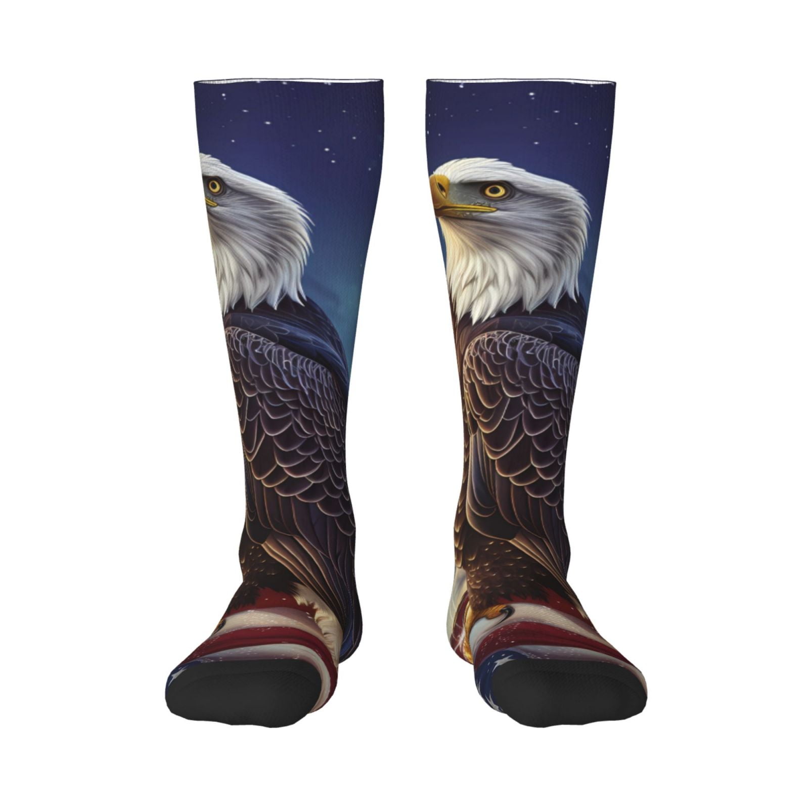 Zufioo Night Sky Bald Eagle Print Long High Thigh Socks Knee-High Warm ...