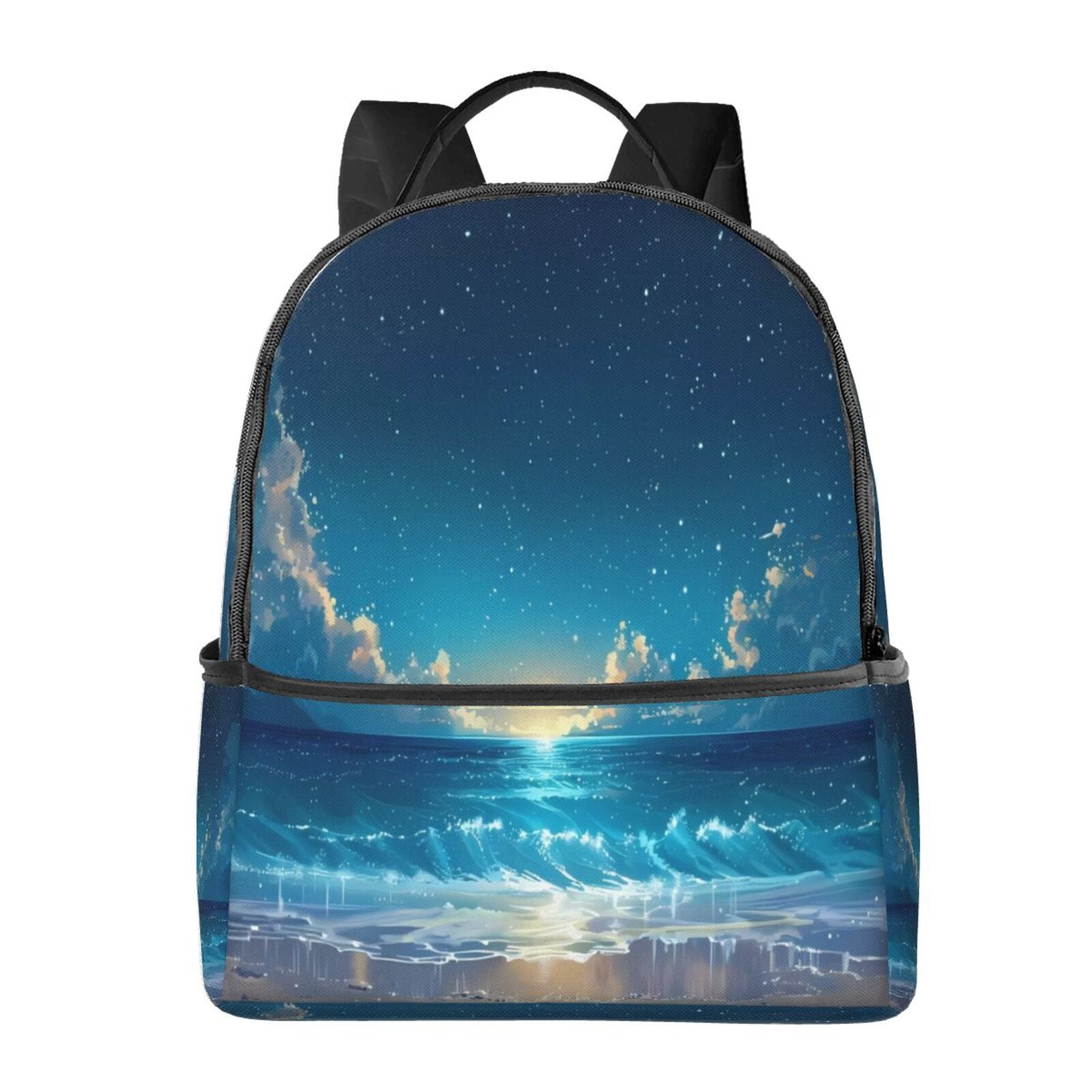 Zufioo Night Sky Beach Scene Print Fashion Large Capacity Backpack ...