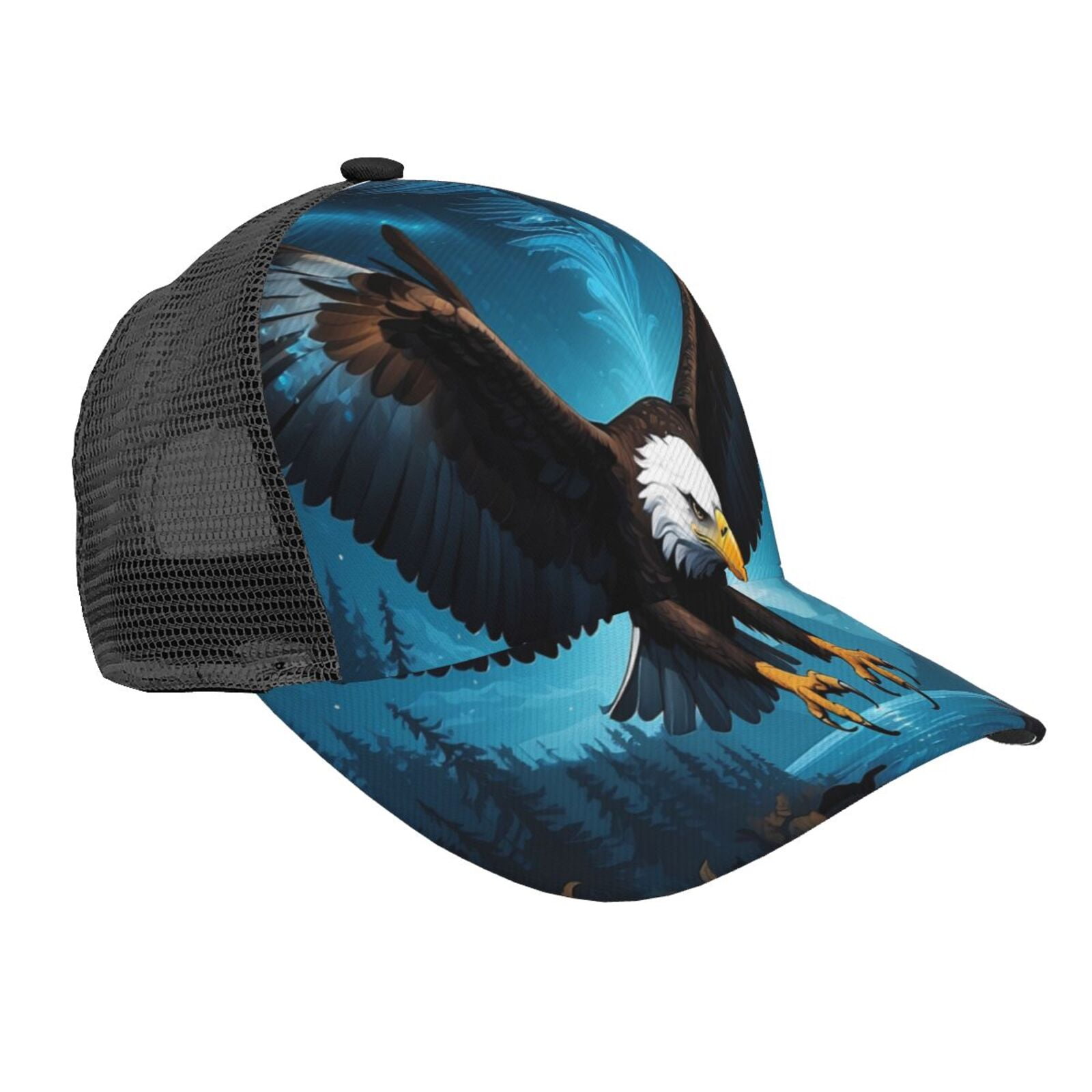 Zufioo Night Sky Forest Bald Eagle Print Mesh Baseball Cap, Adjustable ...