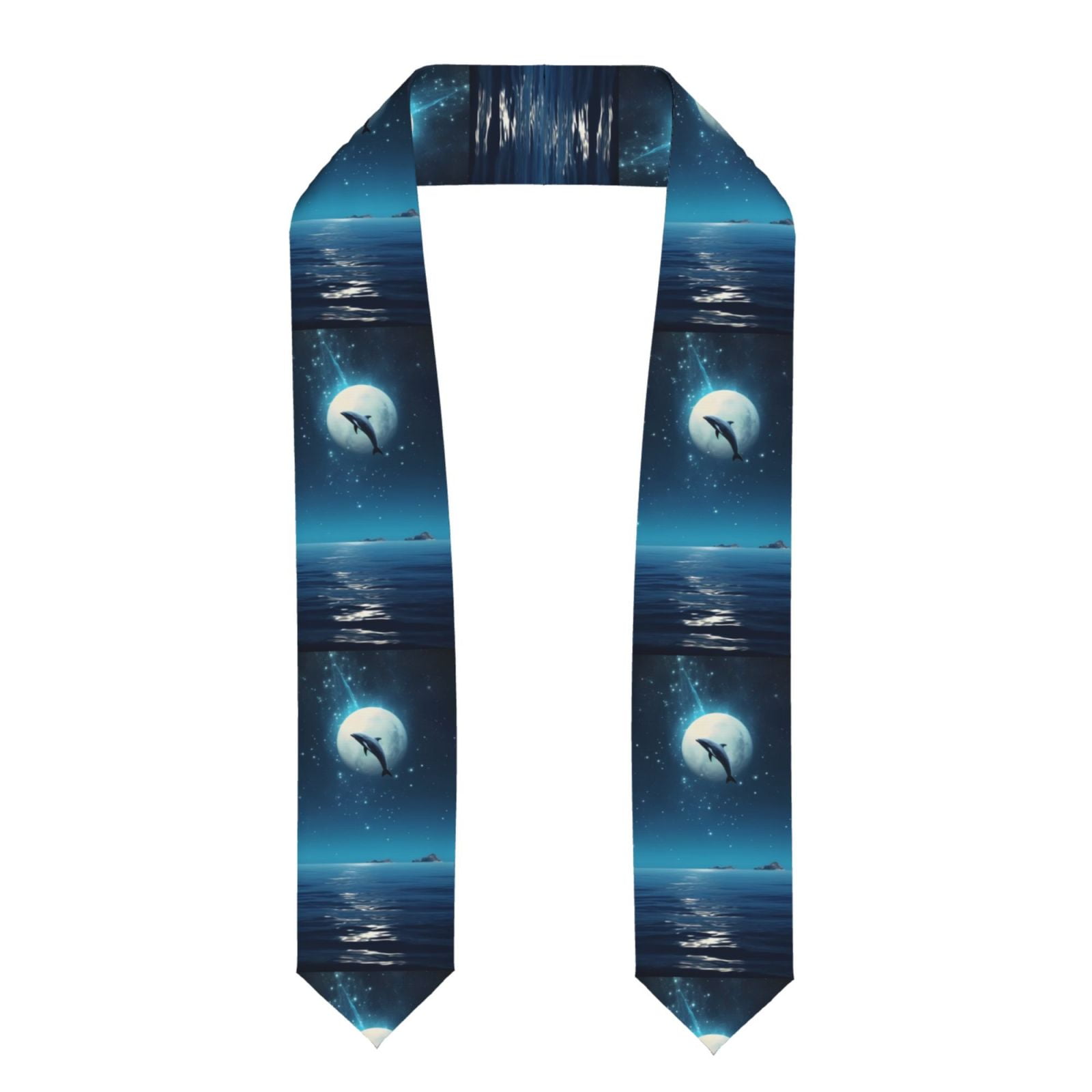 Zufioo Night Sky Moon Dolphin Print Graduation Shawl Ribbon, Graduation ...
