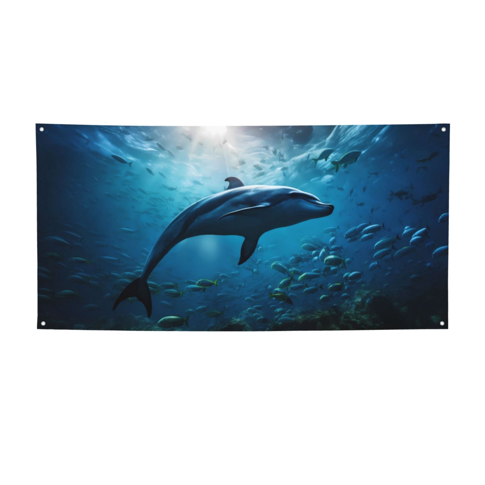 Zufioo Ocean Dolphin Fish School Print Holiday Banners, Party Banners ...