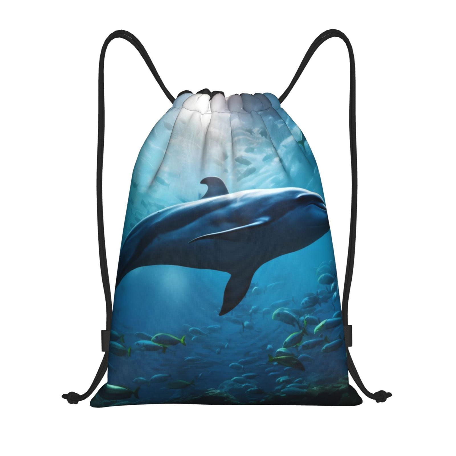 Zufioo Ocean Dolphin Fish School Sports Cinch Sack Gym String Bags ...