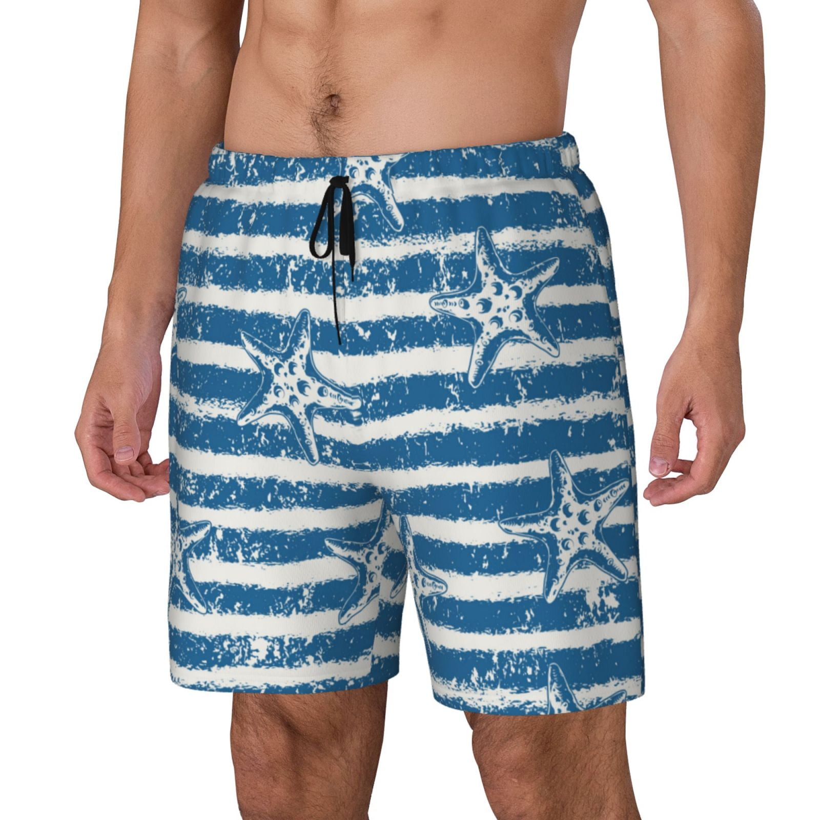 Zufioo Ocean on Striped Mens Swimsuit Trunks with Compression Liner ...