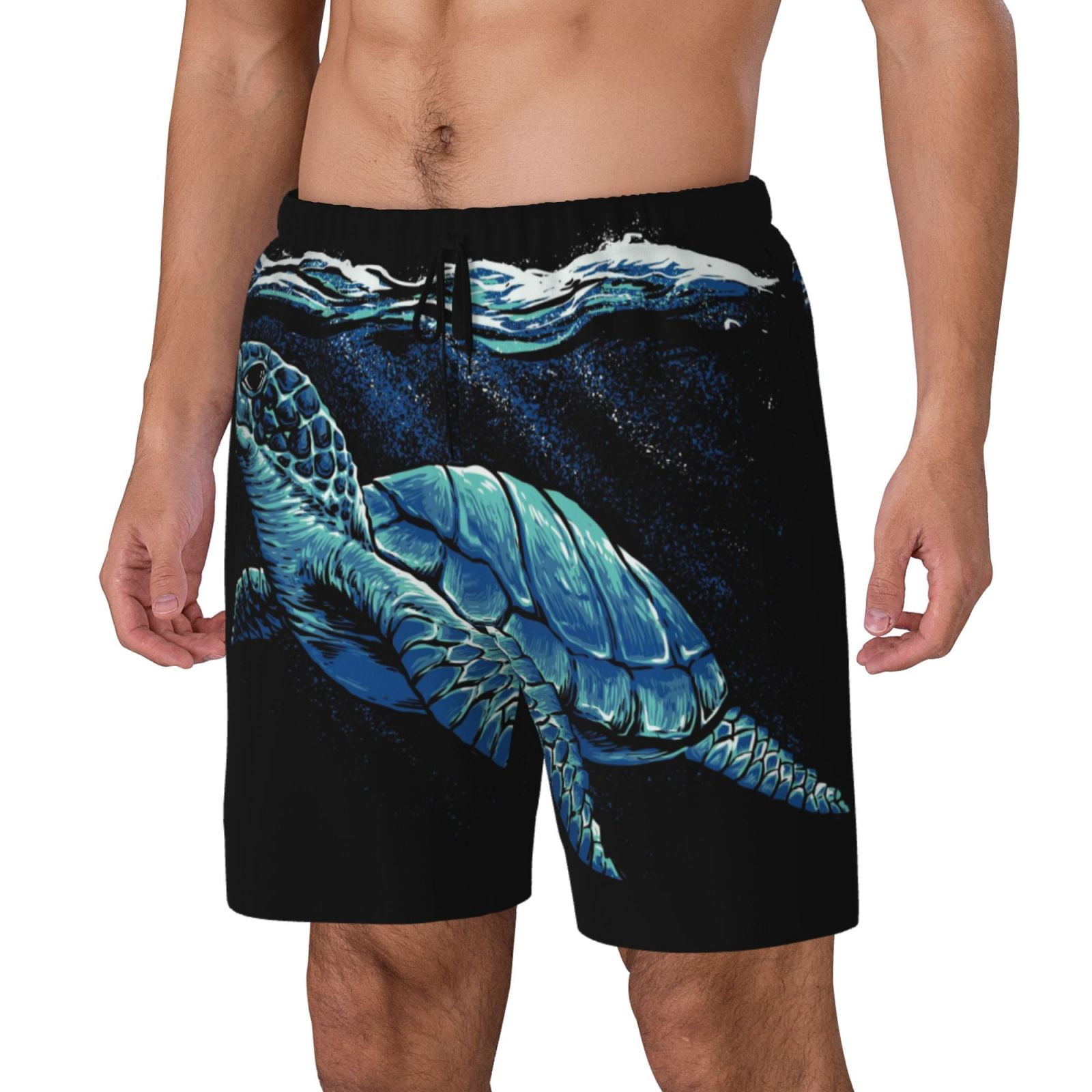 Zufioo Ocean Turtle Mens Swimsuit Trunks with Compression Liner,Quick ...