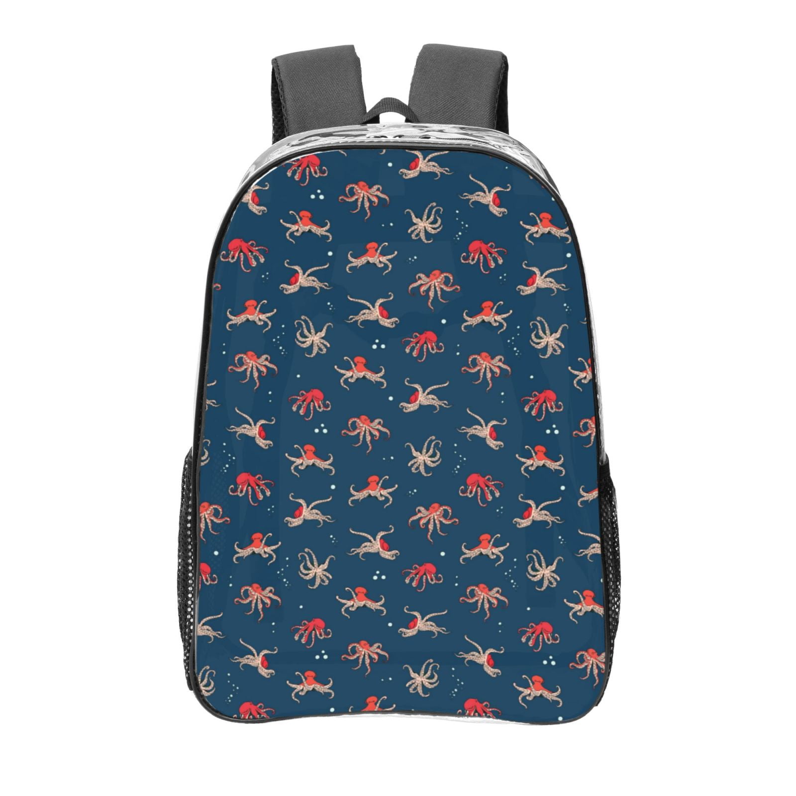 Zufioo Octopus Sea Life Print Transparent Backpack, 16-inch PVC ...