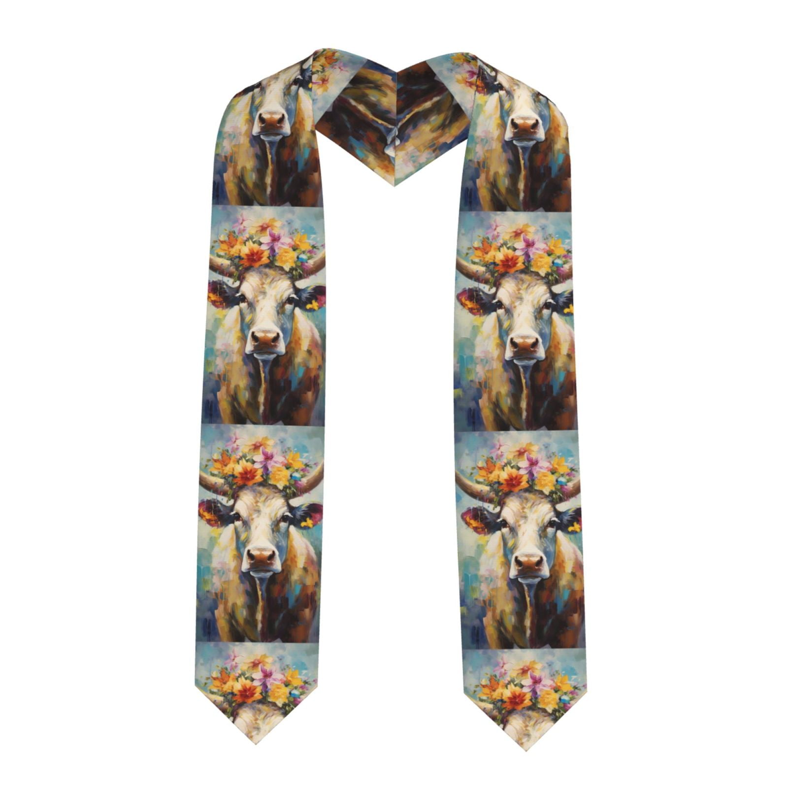 Zufioo Oil Painting Flower Cow Print Graduation Shawl Ribbon ...
