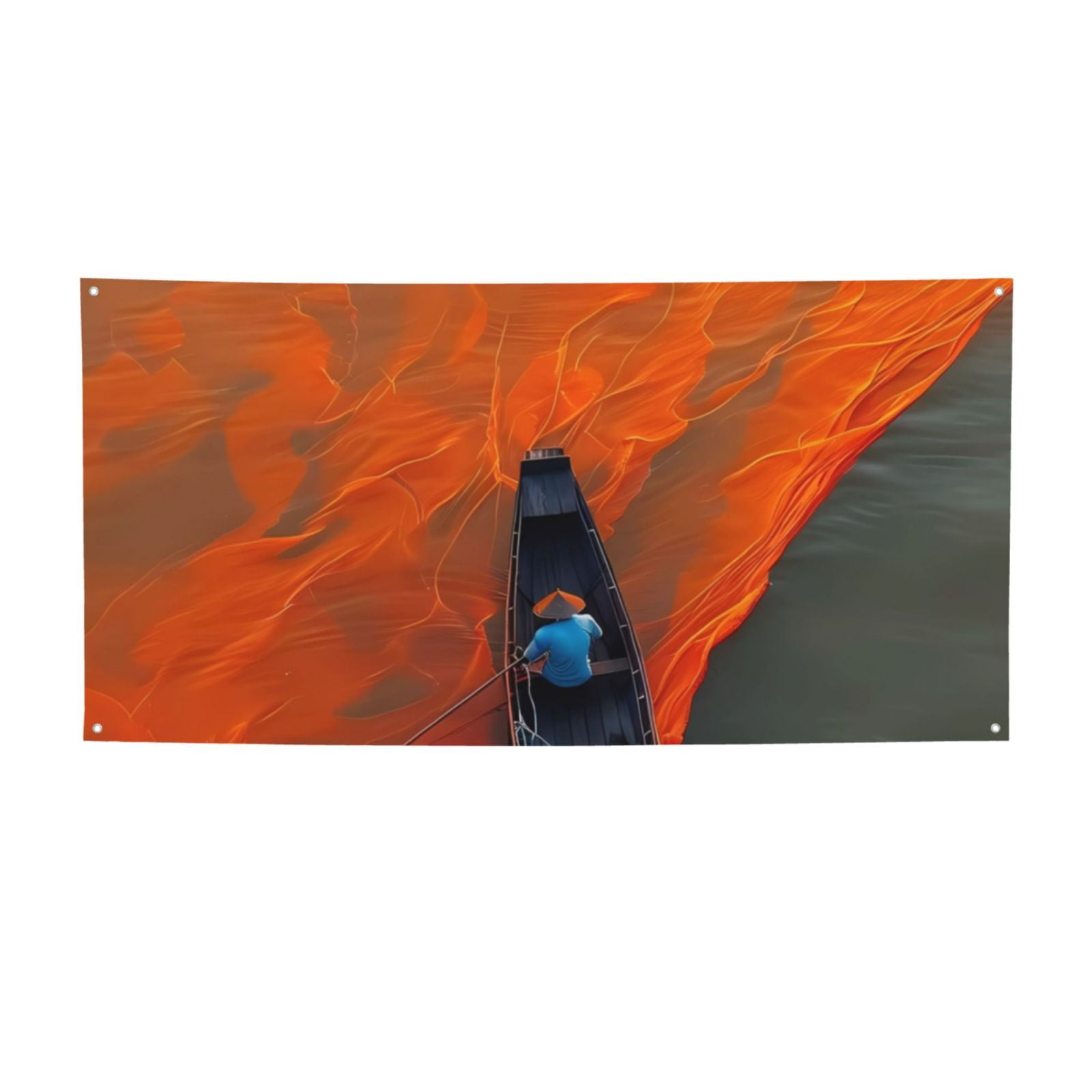 Zufioo Orange Net Fishing Boat Print Holiday Banners, Party Banners ...