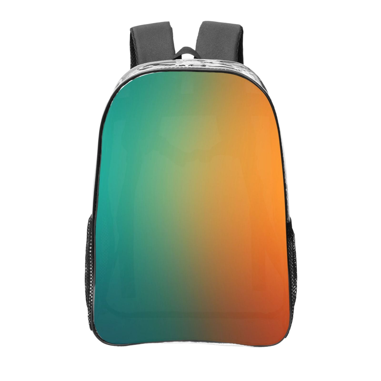 Zufioo Orange To Teal Gradient Print Transparent Backpack, 16-inch PVC ...