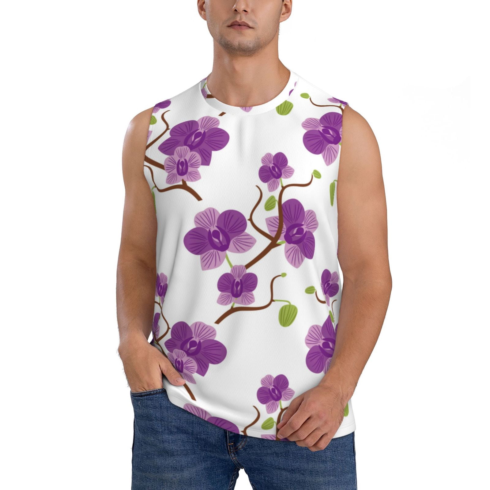 Zufioo Orchids Flowers Men's Tank Top,Men's Sleeveless Muscle Shirts ...