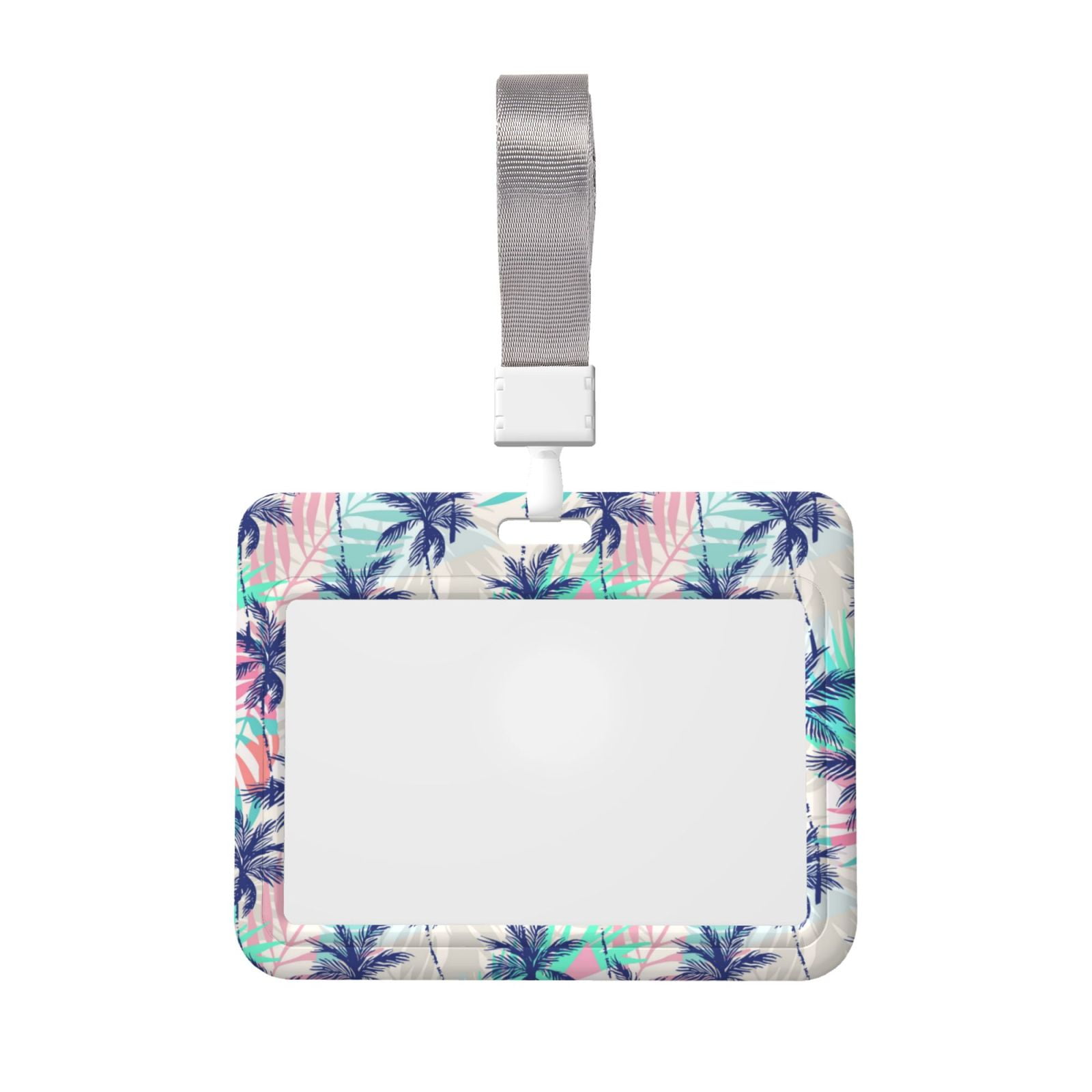 Zufioo Palm Leaves Print Work Badge Protective Case, Waterproof Lanyard ...