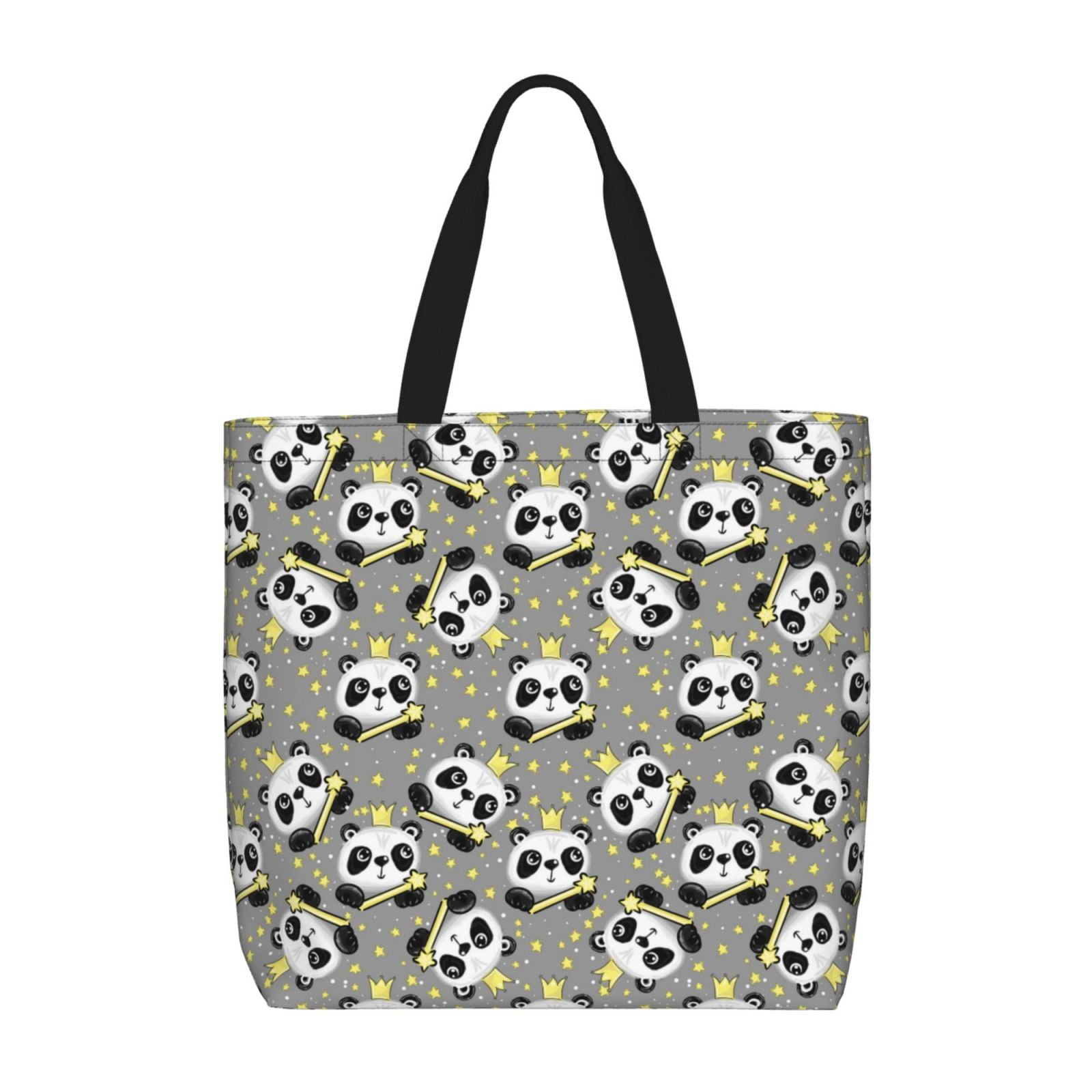 Zufioo Panda With Crown And Stars Print Large Capacity Single Shoulder ...