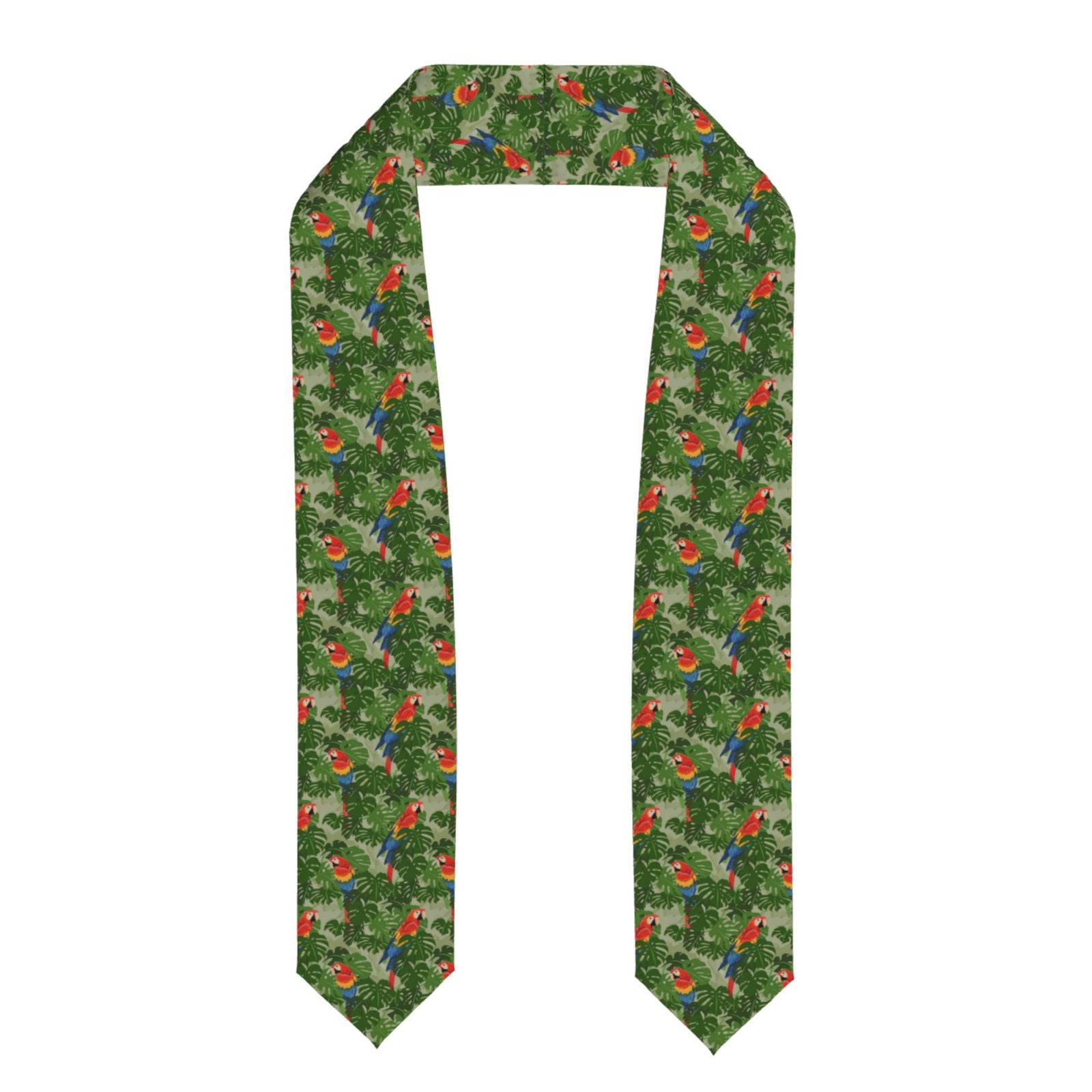 Zufioo Parrots And Tropical Leaves Print Graduation Shawl Ribbon ...