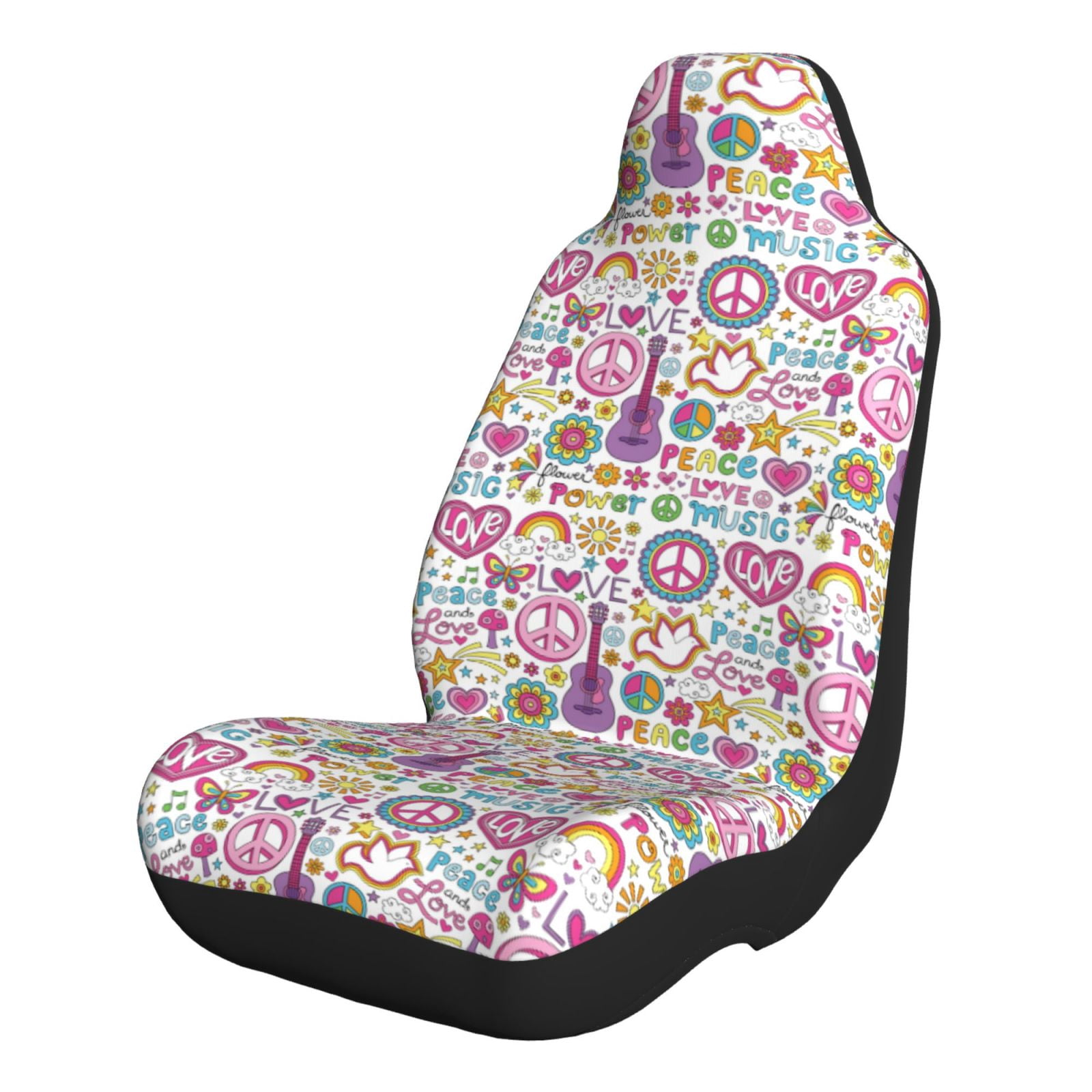 Zufioo Peace Love and Dove Flower Power Print Car Seat Protectors, SUV ...