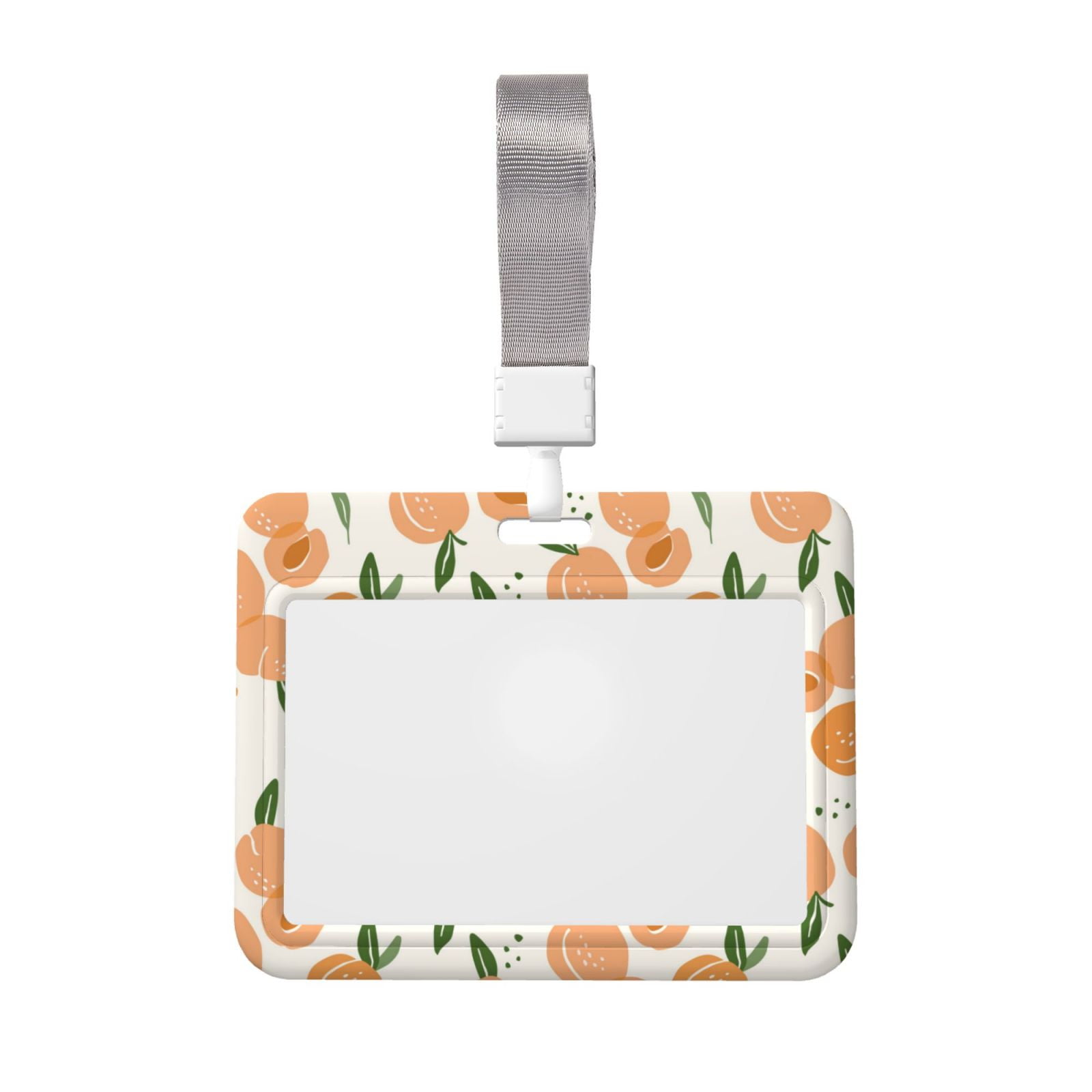 Zufioo Peaches Print Work Badge Protective Case, Waterproof Lanyard ...