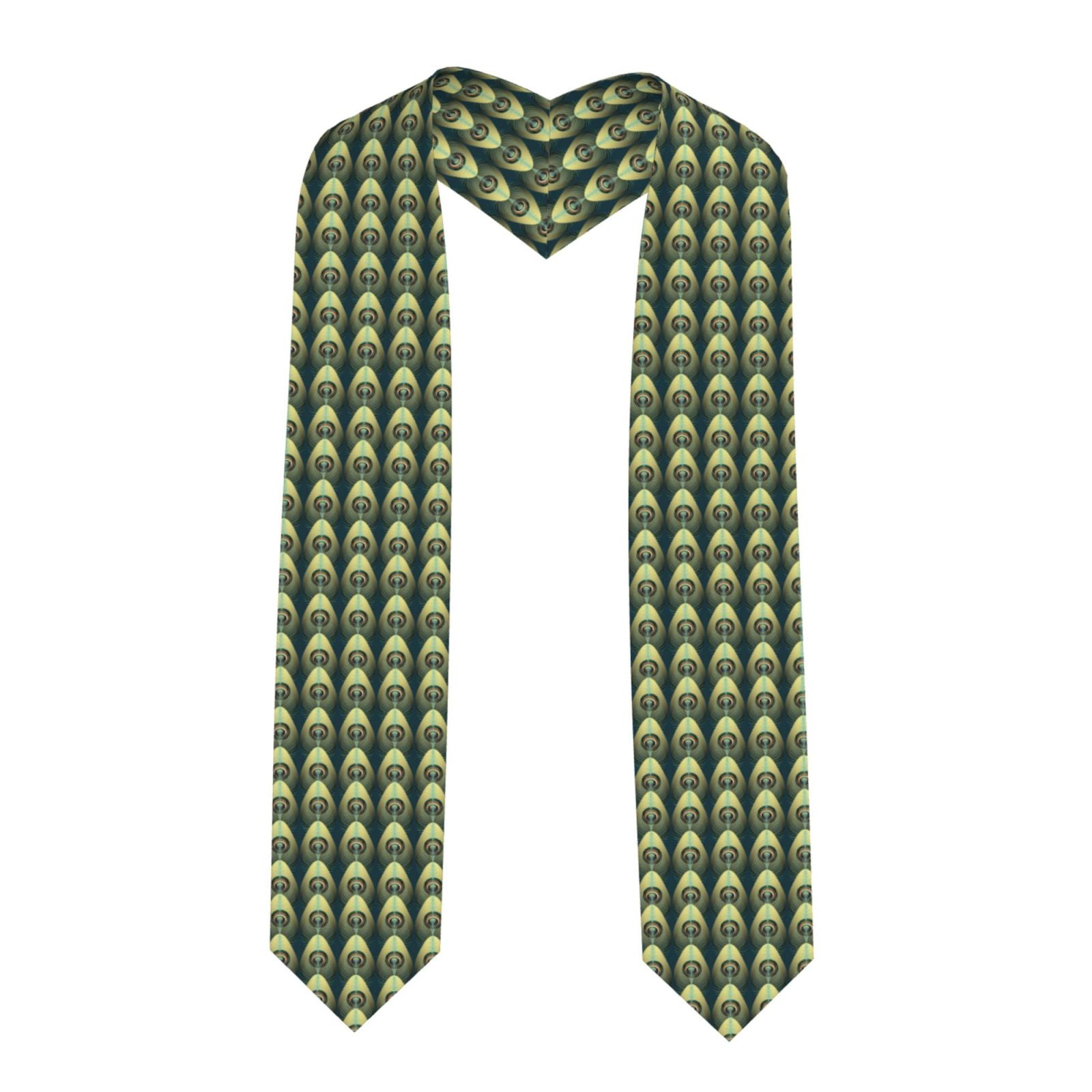 Zufioo Peacock Gold Feather Print Graduation Shawl Ribbon, Graduation ...