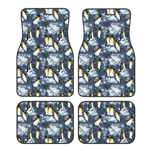 Zufioo Penguin Arctic Adventure Print Car Floor Mats Four-piece Set ...