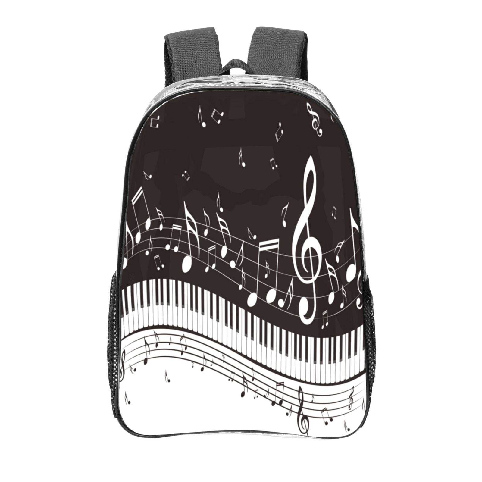 Zufioo Piano Keys With Musical Notes Print Transparent Backpack, 16 ...