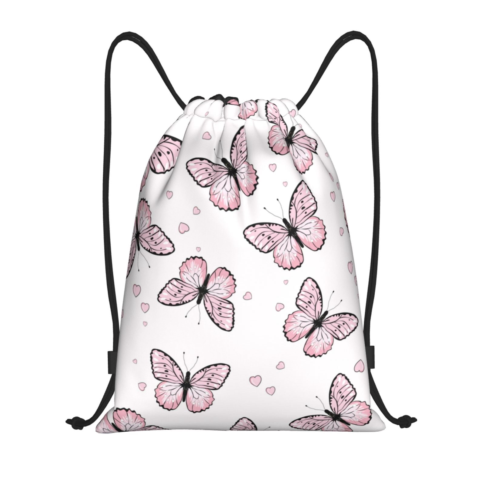 Zufioo Pink Butterflies (2) Sports Cinch Sack Gym String Bags Machine ...