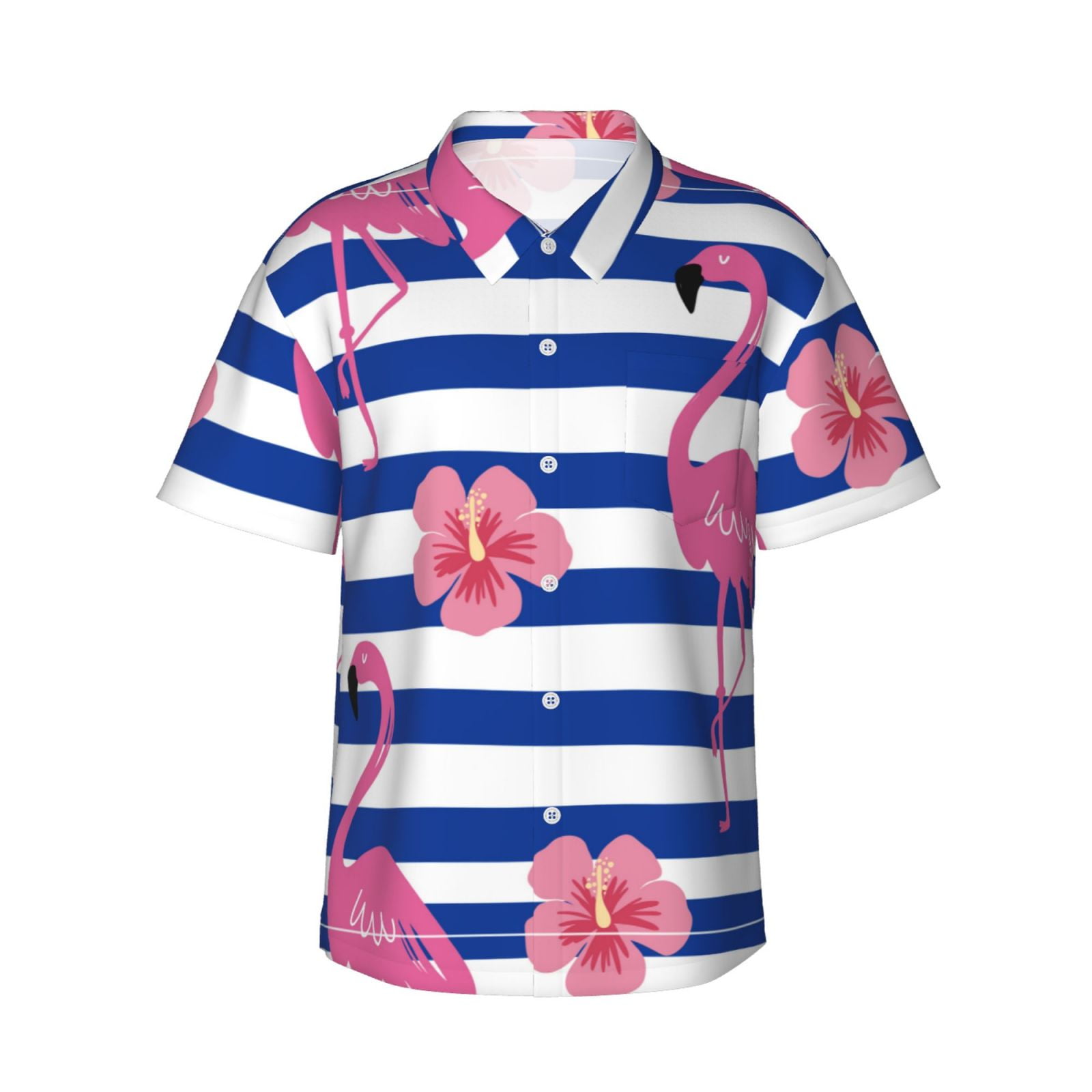 Zufioo Pink Flamingo Hawaiian Shirt for Men,Beach Shirts Tropical Vacation Shirts,Sleeve Casual ...