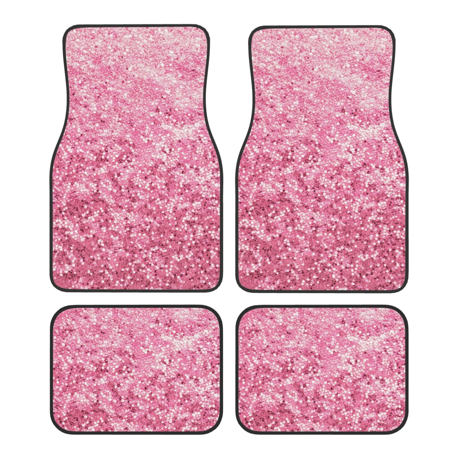 Zufioo Pink Glitter Print Car Floor Mats Four-piece Set, Car Interior ...