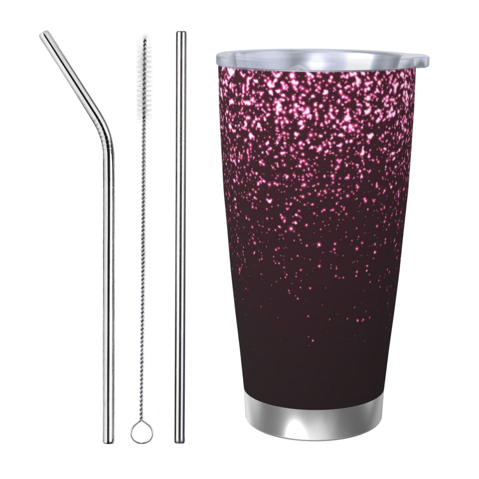 Zufioo Pink Glitter Sparkles A Print 20OZ Stainless Steel Car Cup ...