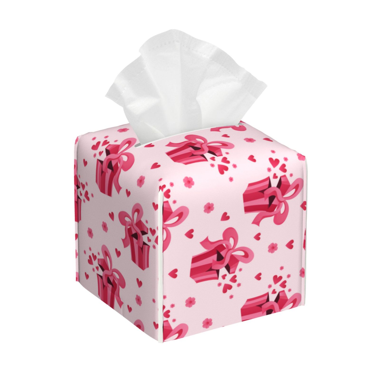 Zufioo Pink gift with ribbon Tissue Box Cover, Tissue Box Cover Holder ...