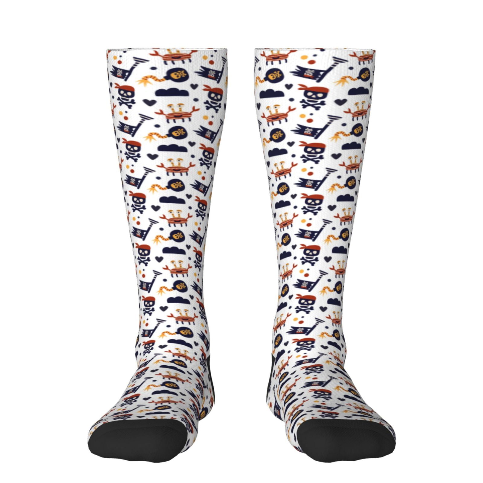 Zufioo Pirate skulls Long High Thigh Socks Knee-High Warm Stocking ...