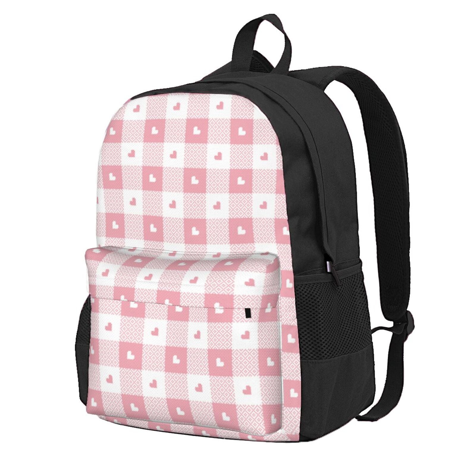 Zufioo Plaid Heart Pattern Adult Backpack,Wear-resistant and Breathable ...