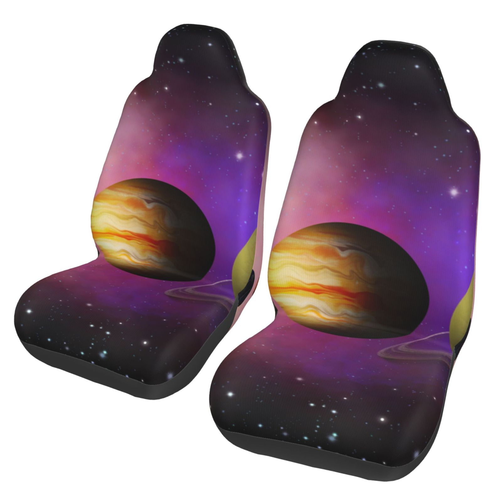 Zufioo Planets And Stars Full Set Car Seat Covers with Soft Padding 2PCS Universal Auto Front ...