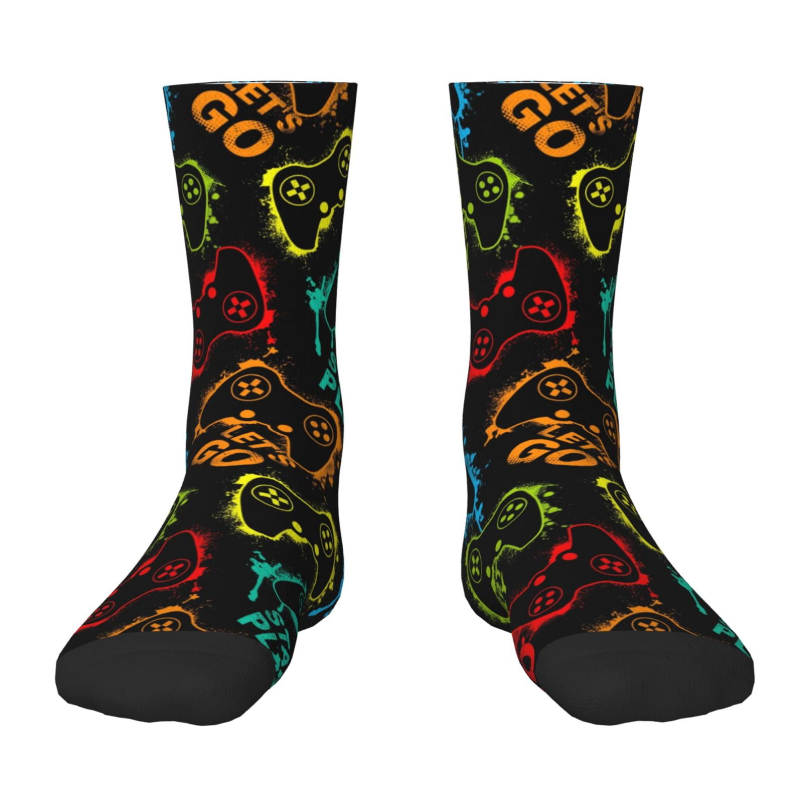 Zufioo Play Game Start Print Children's Mid-tube Socks, Contrast Color ...
