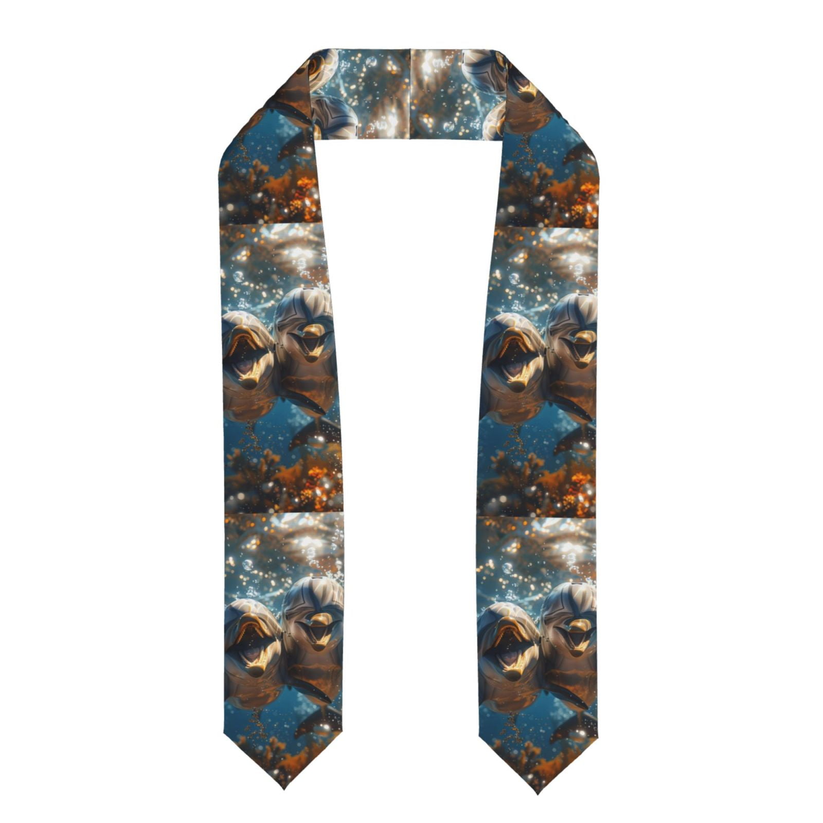 Zufioo Playful Dolphins Underwater Print Graduation Shawl Ribbon ...