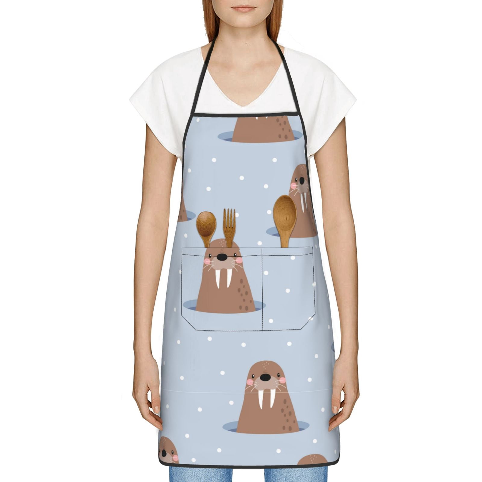 Zufioo Playful Walrus Wonders for Lock Hem Apron with Pockets, Stain ...