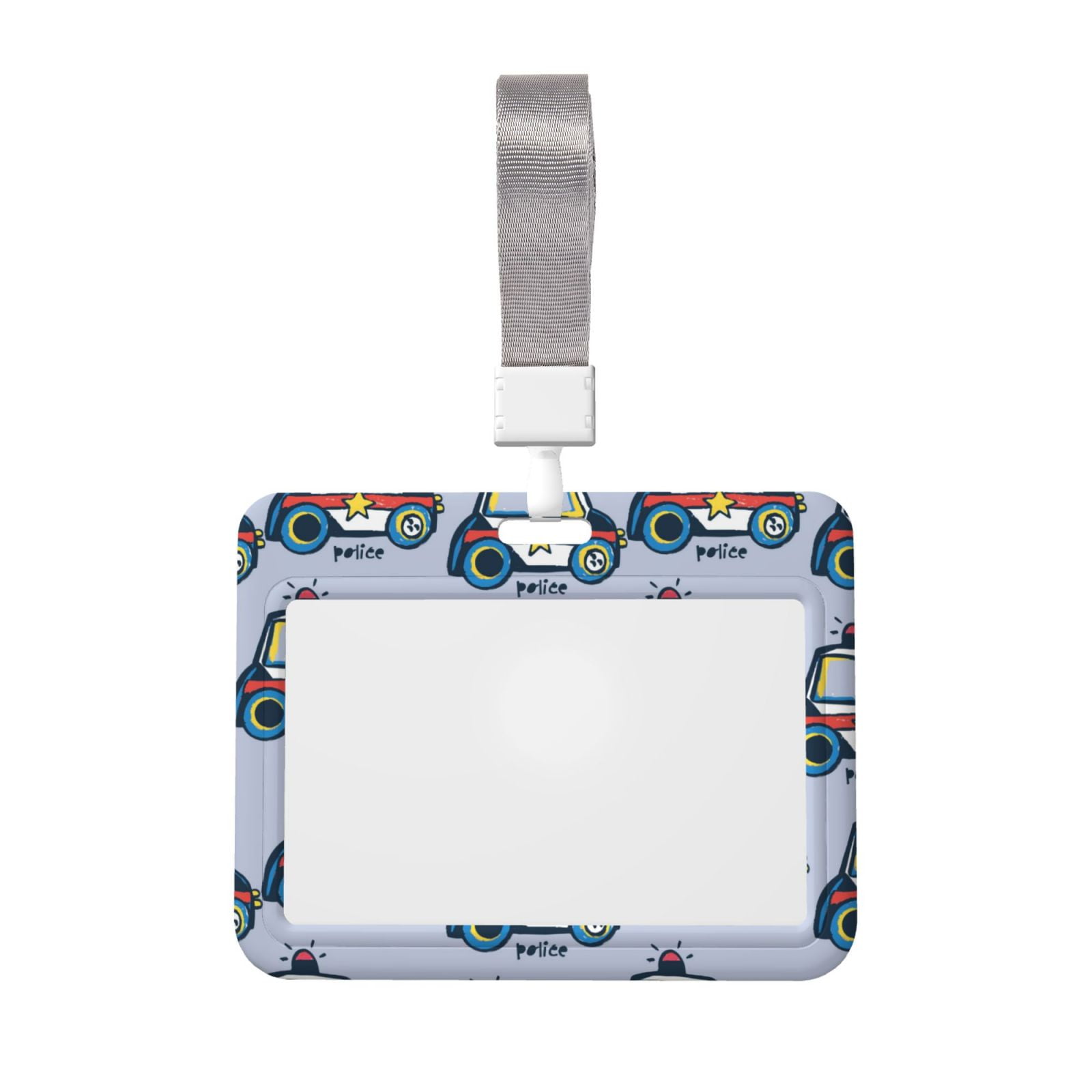 Zufioo Police Car Print Work Badge Protective Case, Waterproof Lanyard ...