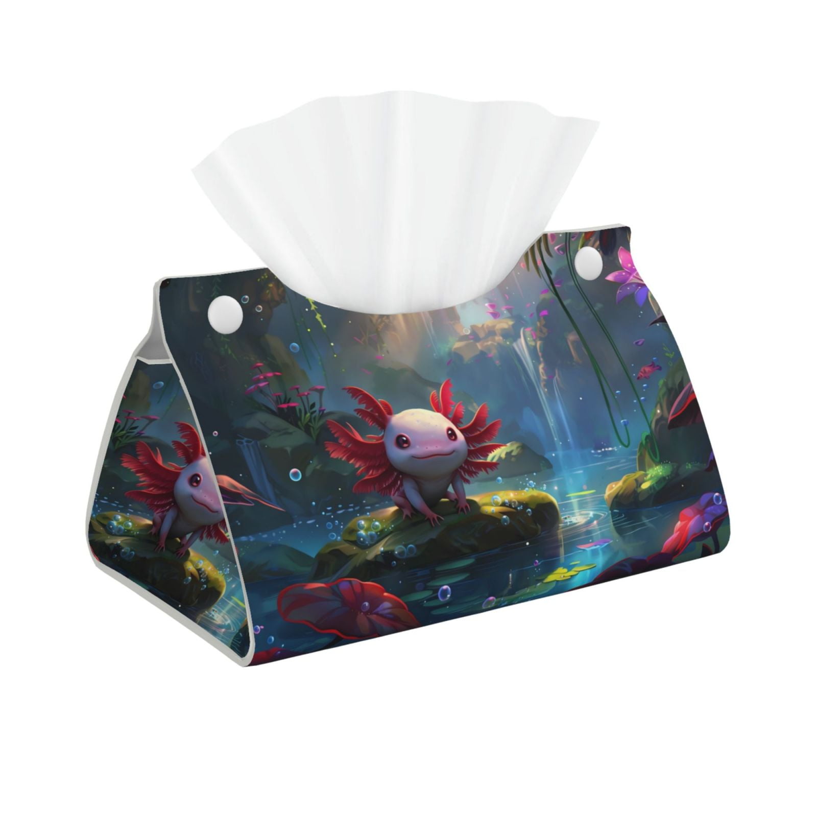 Zufioo Pond Cute Axolotl Print Long Leather Tissue Bag, PVC Waterproof ...