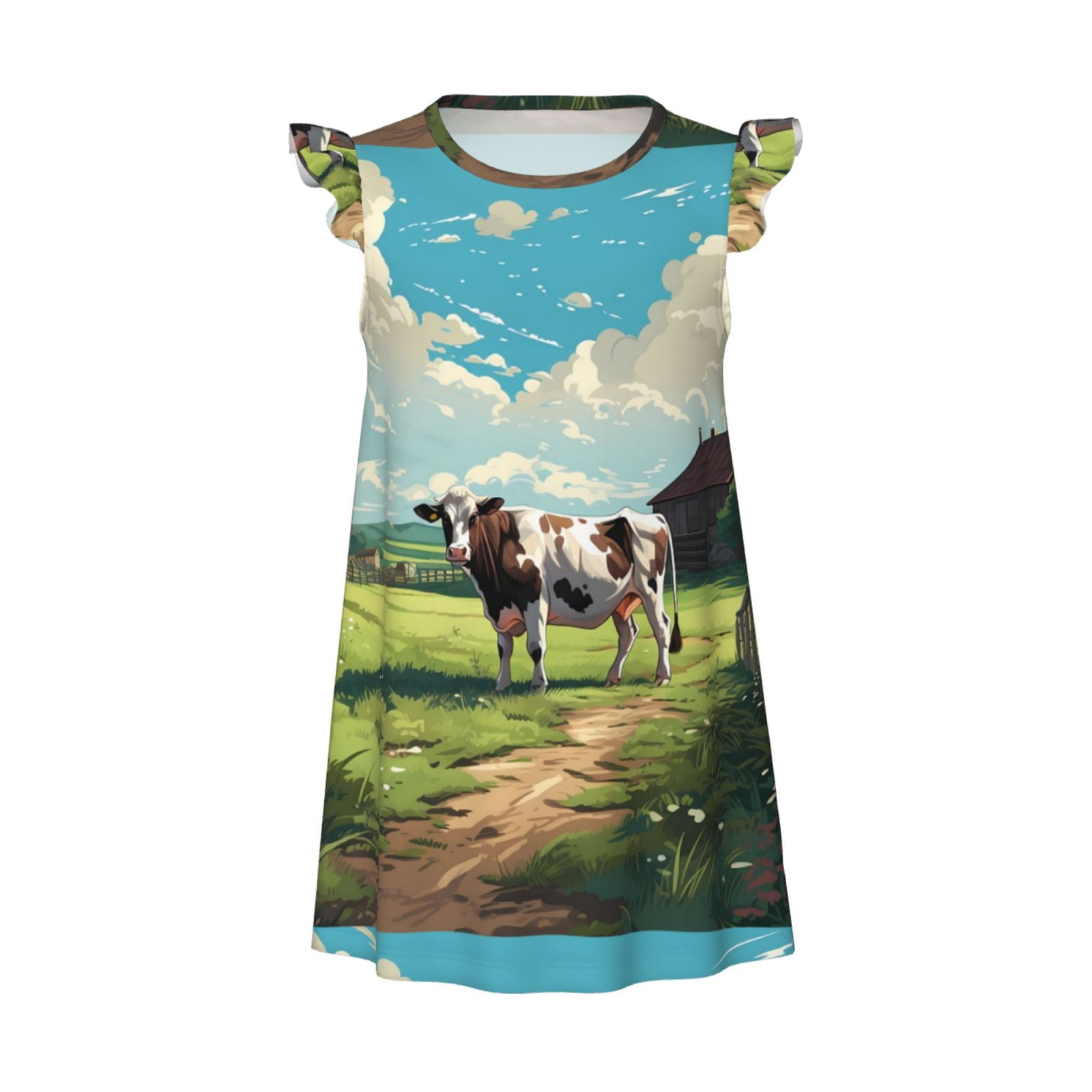 Zufioo Prairie Pasture Cow Girls Nightgowns Toddler Girl Pajamas Soft ...