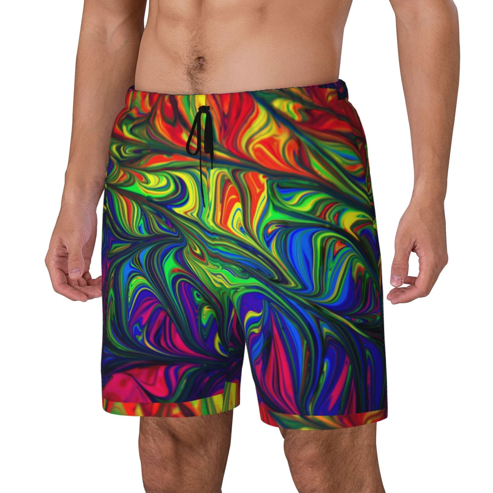 Zufioo Pride Rainbow Mens Swimsuit Trunks with Compression Liner,Quick ...