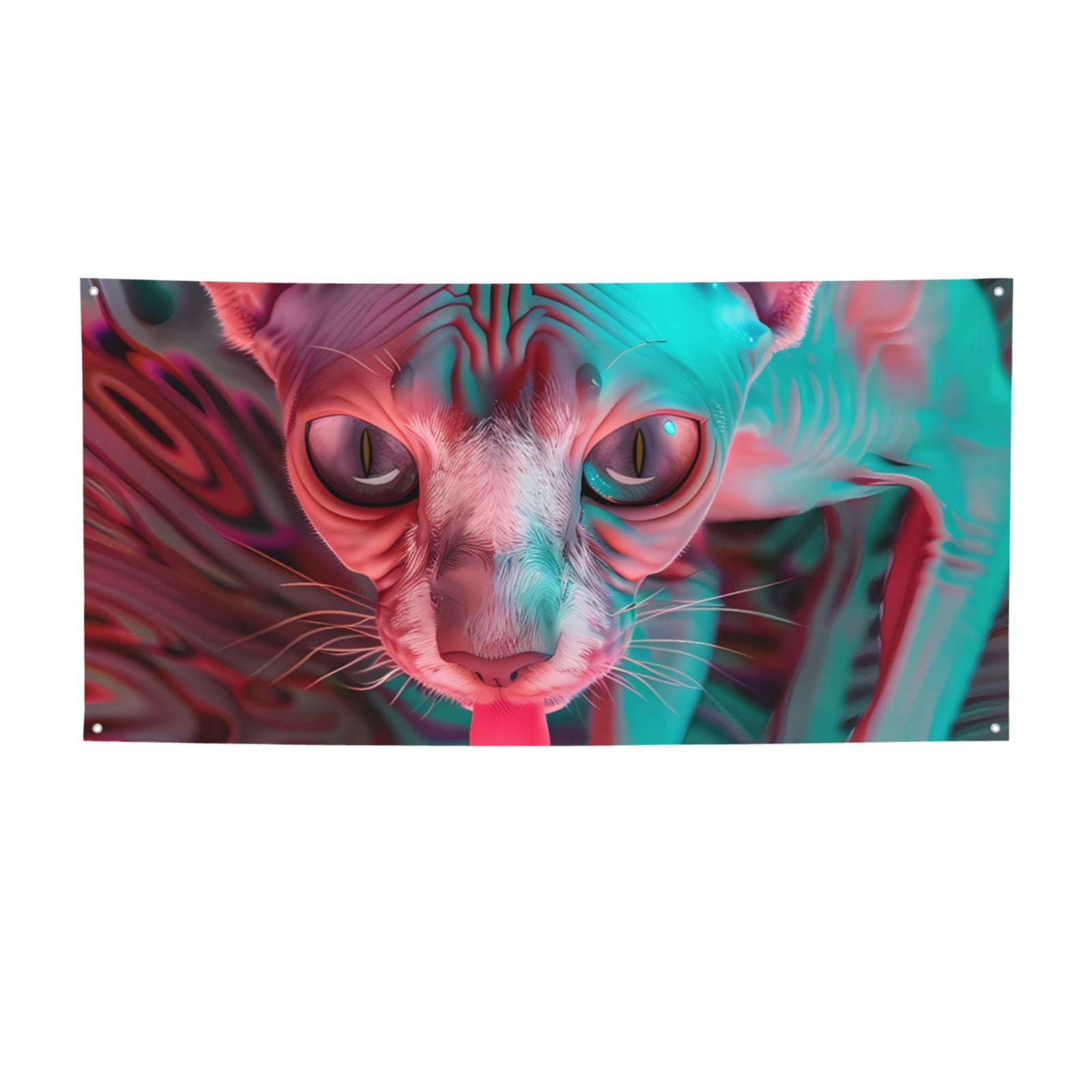 Zufioo Psychedelic Hairless Cat Print Holiday Banners, Party Banners ...