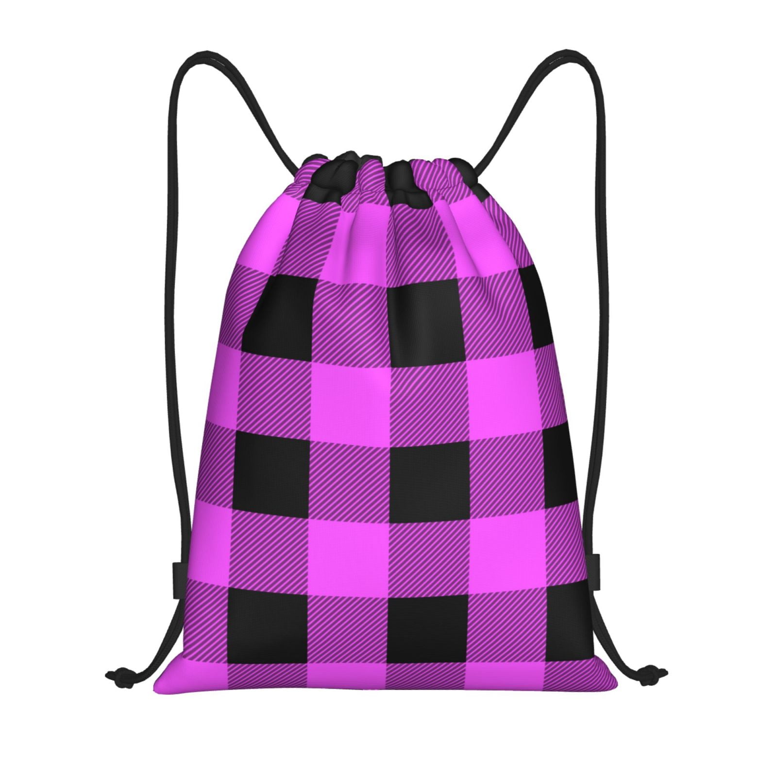Zufioo Purple Black Buffalo Plaid Sports Cinch Sack Gym String Bags ...