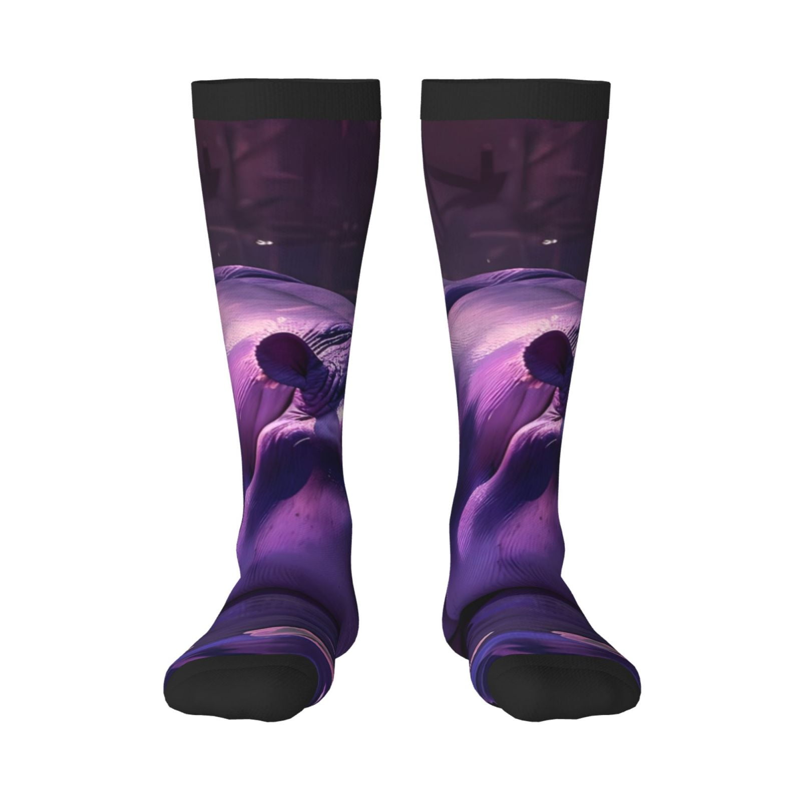 Zufioo Purple Hippo In Water Print Long High Thigh Socks Knee-High Warm ...