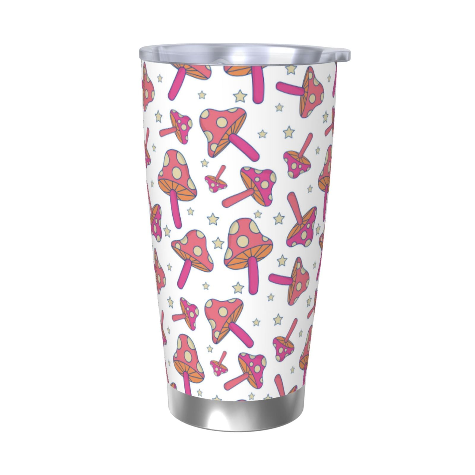 Zufioo Purple Mushroom Print 20OZ Stainless Steel Car Cup, Direct Drinking Mouth Straw Mouth ...