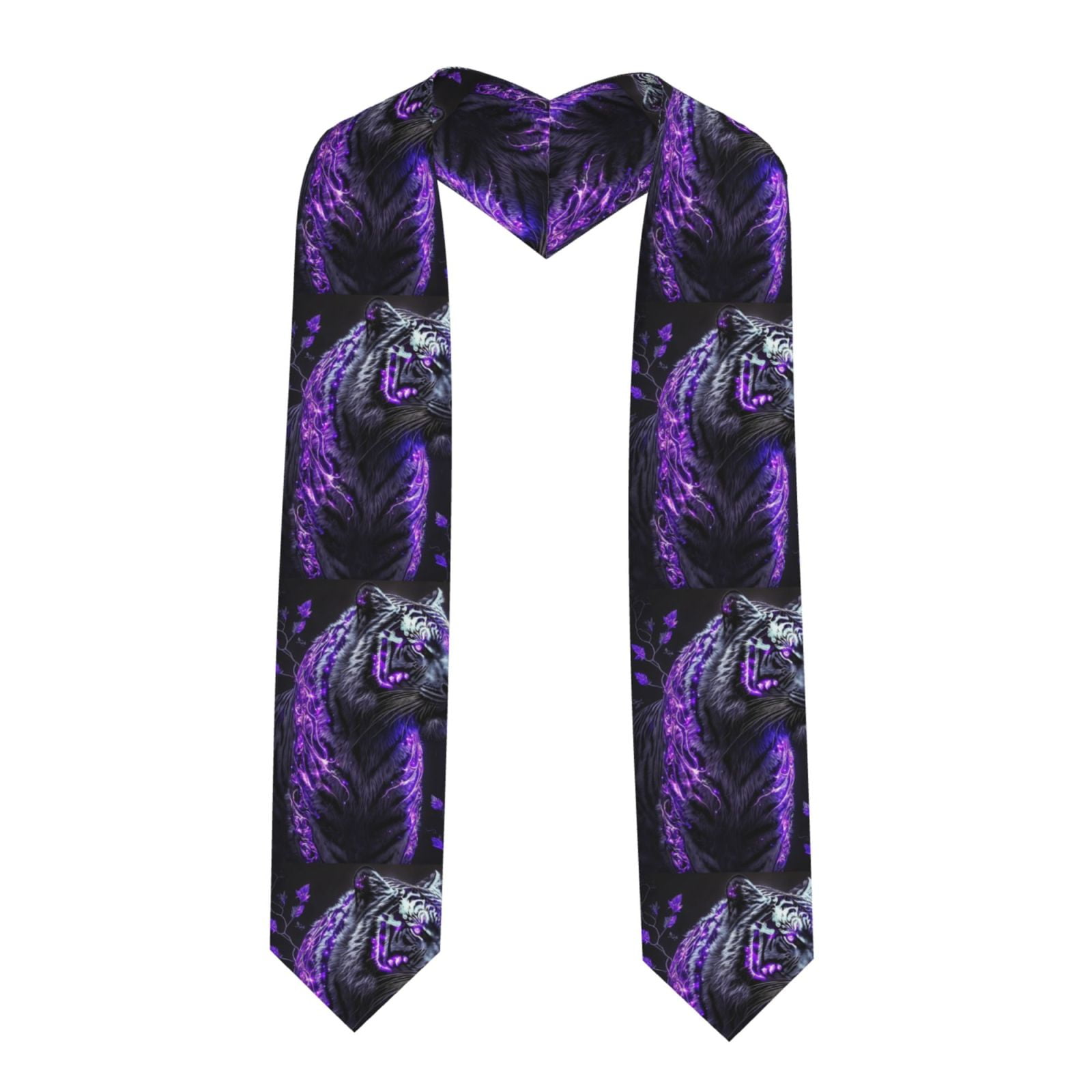 Zufioo Purple Plant White Tiger Print Graduation Shawl Ribbon ...