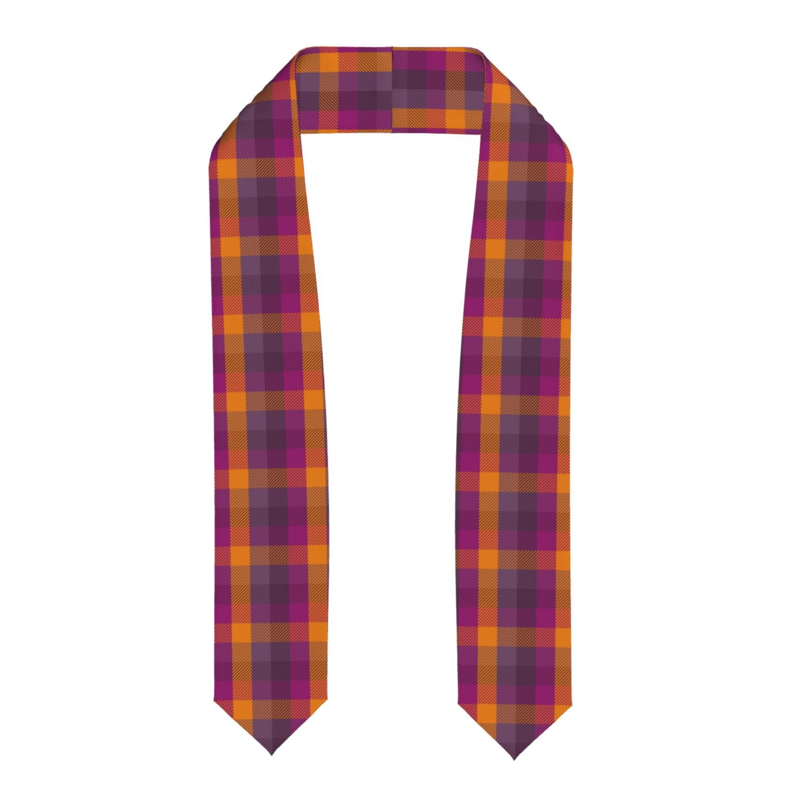 Zufioo Purple Yellow Buffalo Plaid Print Graduation Shawl Ribbon ...