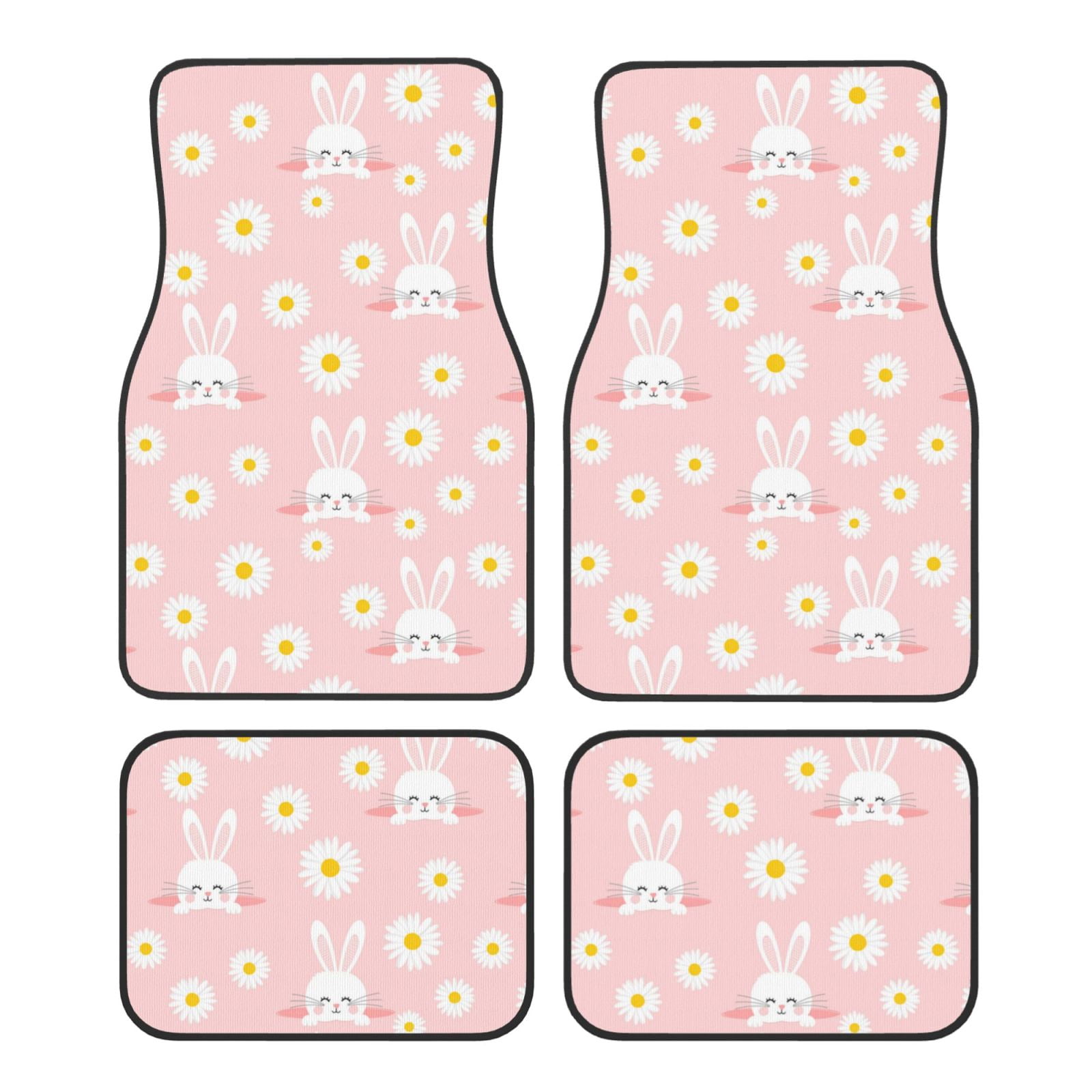 Zufioo Rabbit Sunflower Print Car Floor Mats Four-piece Set, Car ...