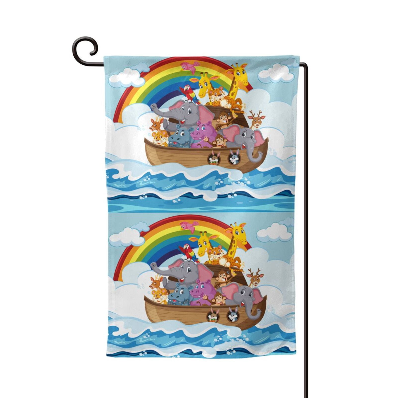 Zufioo Rainbow Animals on Noah's Ark Print Garden Decoration Flags, Sun ...